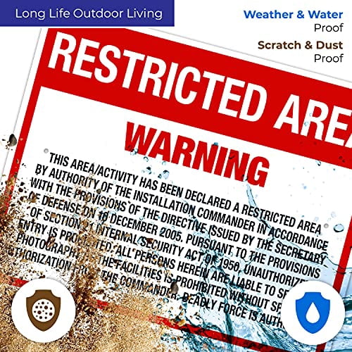 Sigo Signs, Warning This Area Activity Has Been Declared A Restricted ...