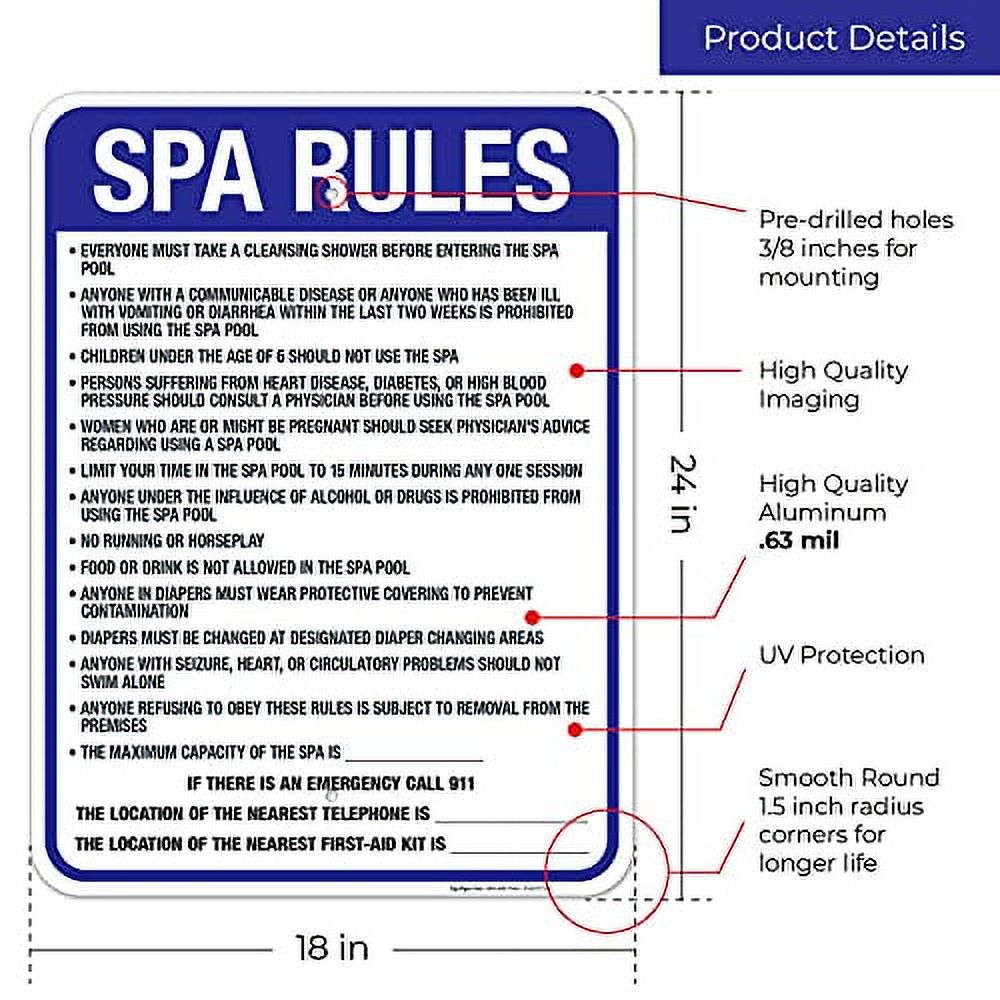 Sigo Signs, Washington Spa Rules Sign, Complies with State of ...