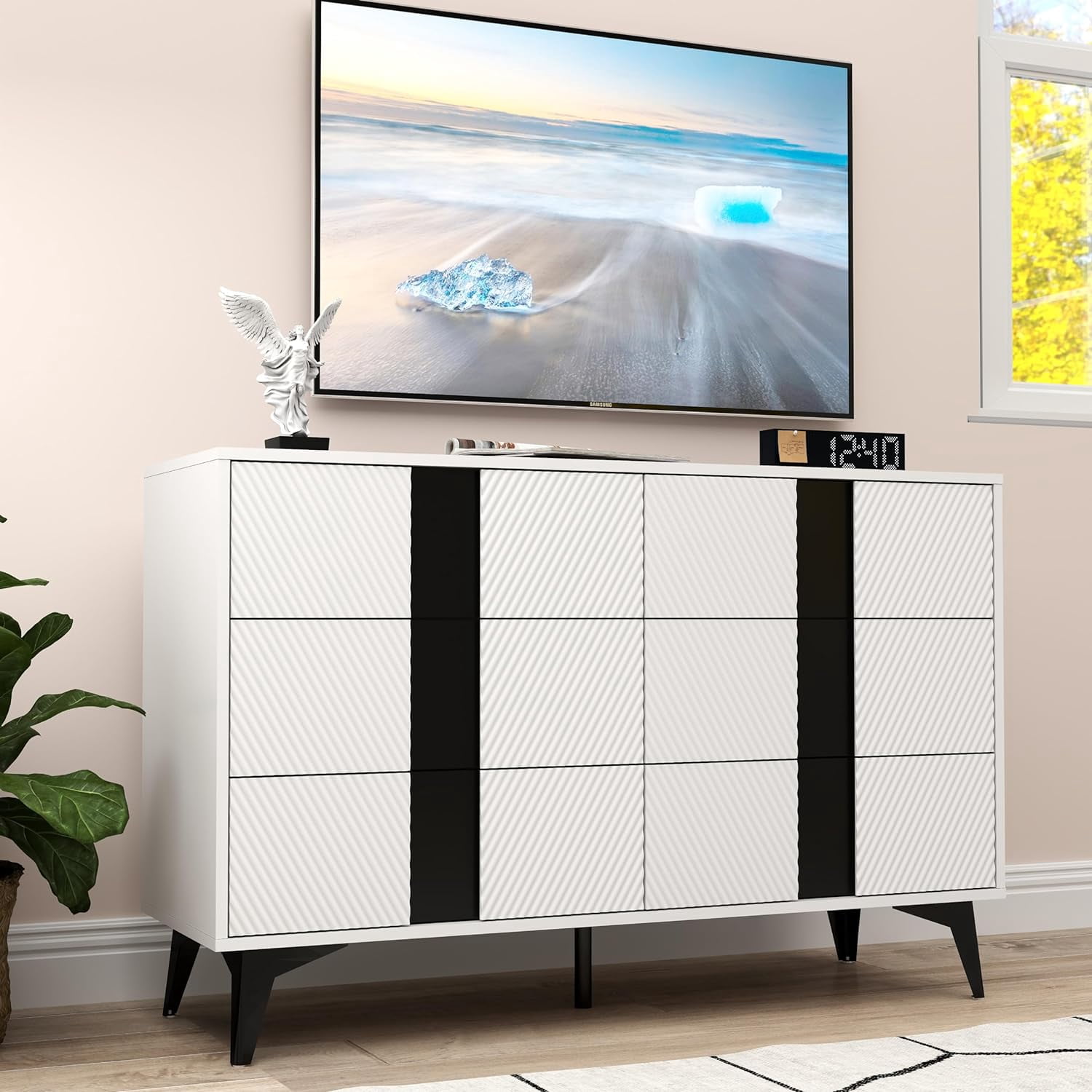 Sigoryi White 6 Drawer Dresser, Chests of Drawers White Dresser with ...