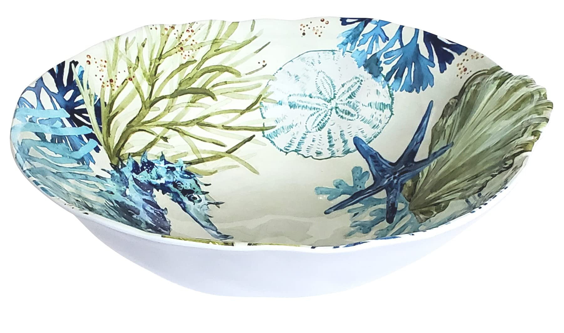 Sigrid Olsen Home Serving Bowl - 12" Coral Reef Melamine with Seahorse ...