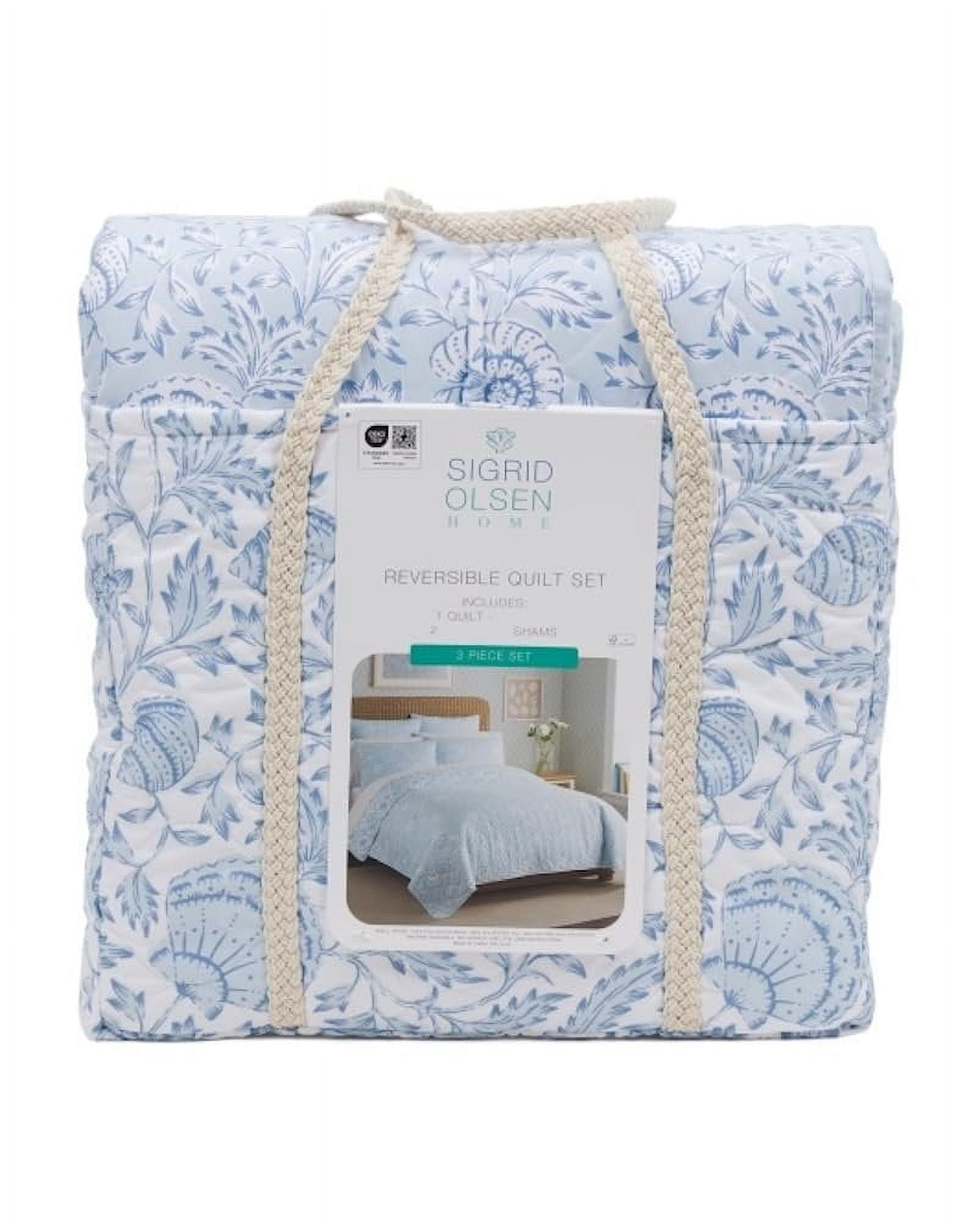 Sigrid Olsen Home Reversible Quilt Set, Twin Size 68x86 inches, Blue ...