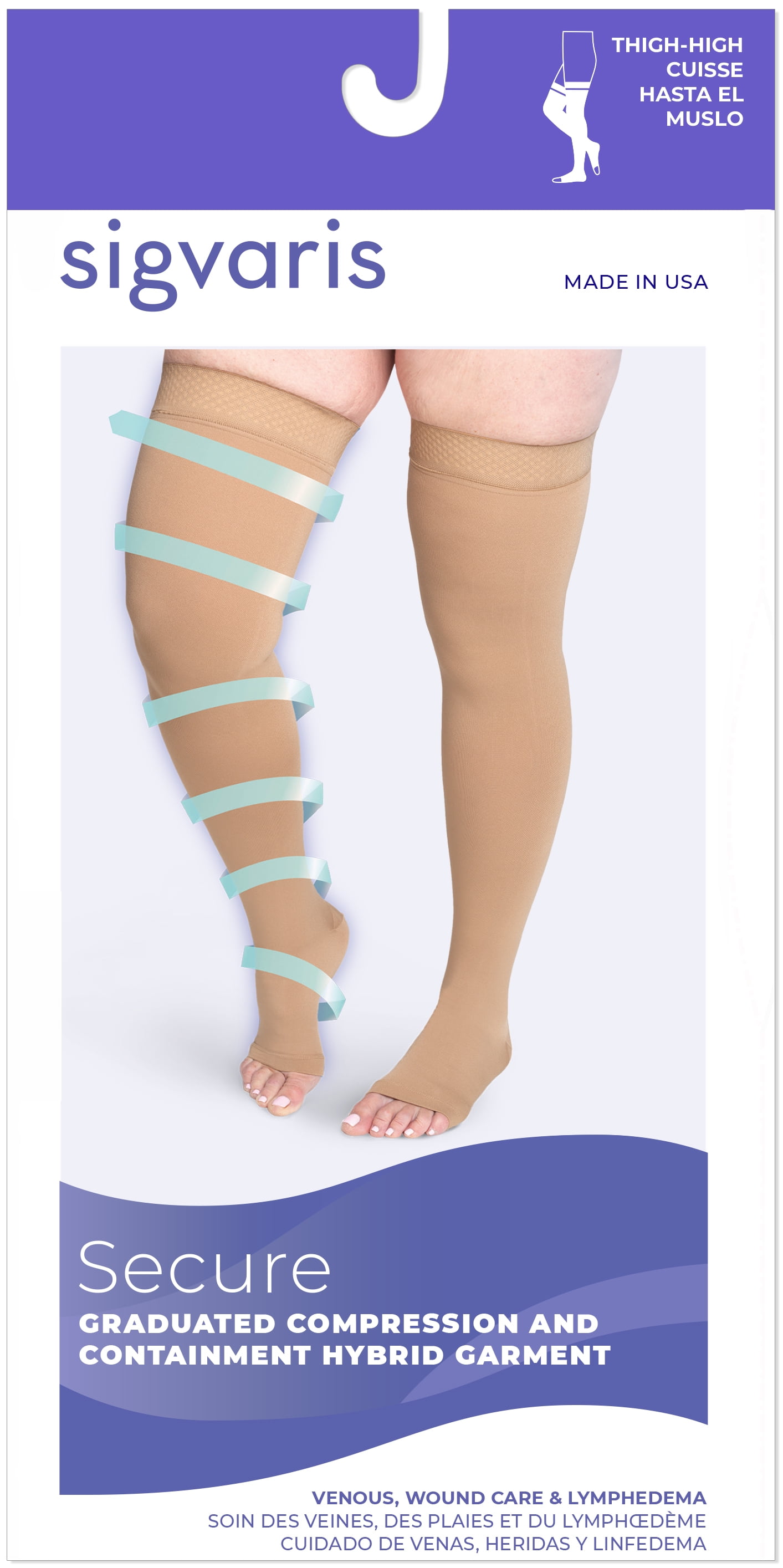 Sigvaris Specialty 554 Secure Unisex 40-50 Open Toe Thigh High ...