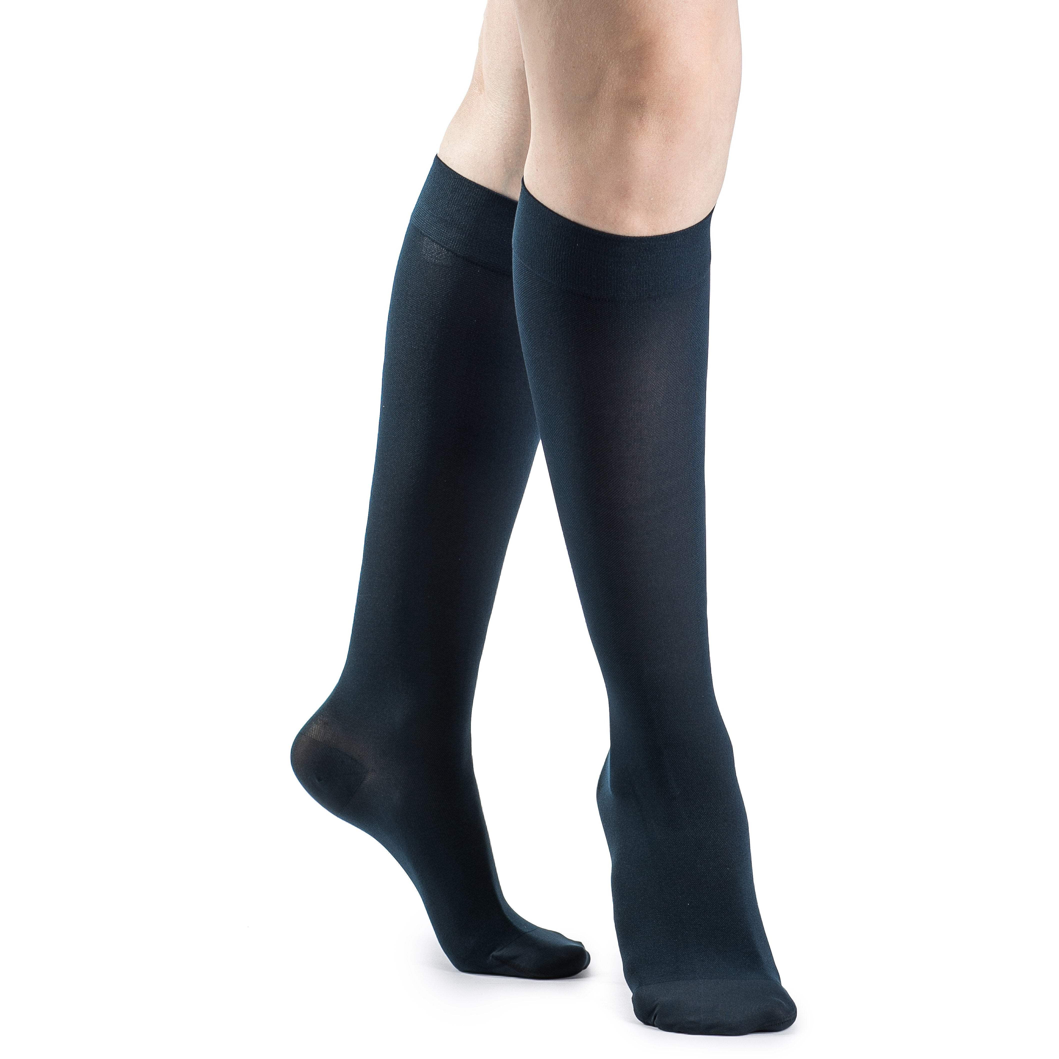 Sigvaris Style 841 Soft Opaque 15-20 Closed Toe Knee High Compression Stockings Midnight Blue SS ...
