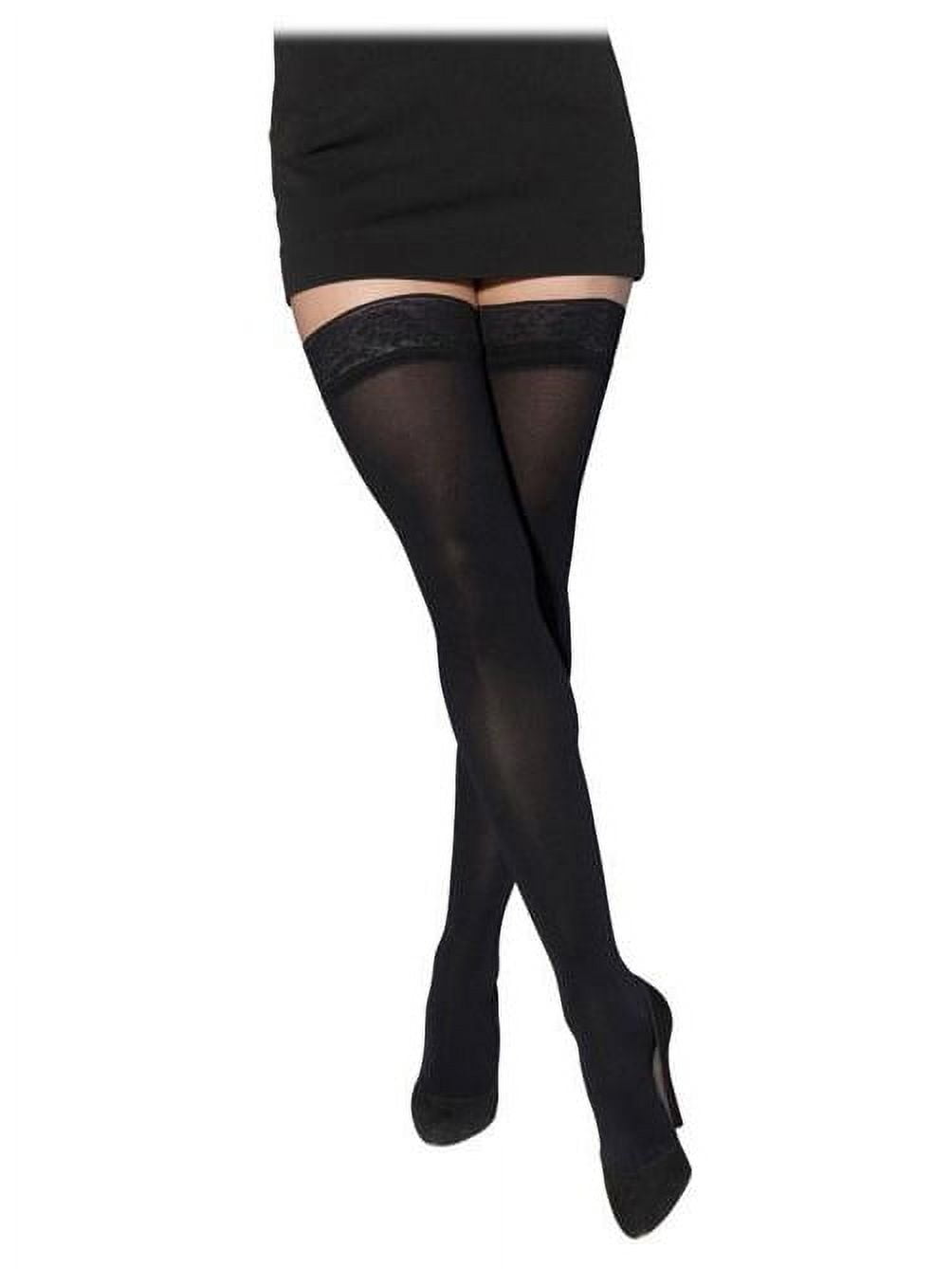 Sigvaris Style 841 Soft Opaque 15-20 Open Toe Thigh High Compression Stockings w/Grip Top Nude ...