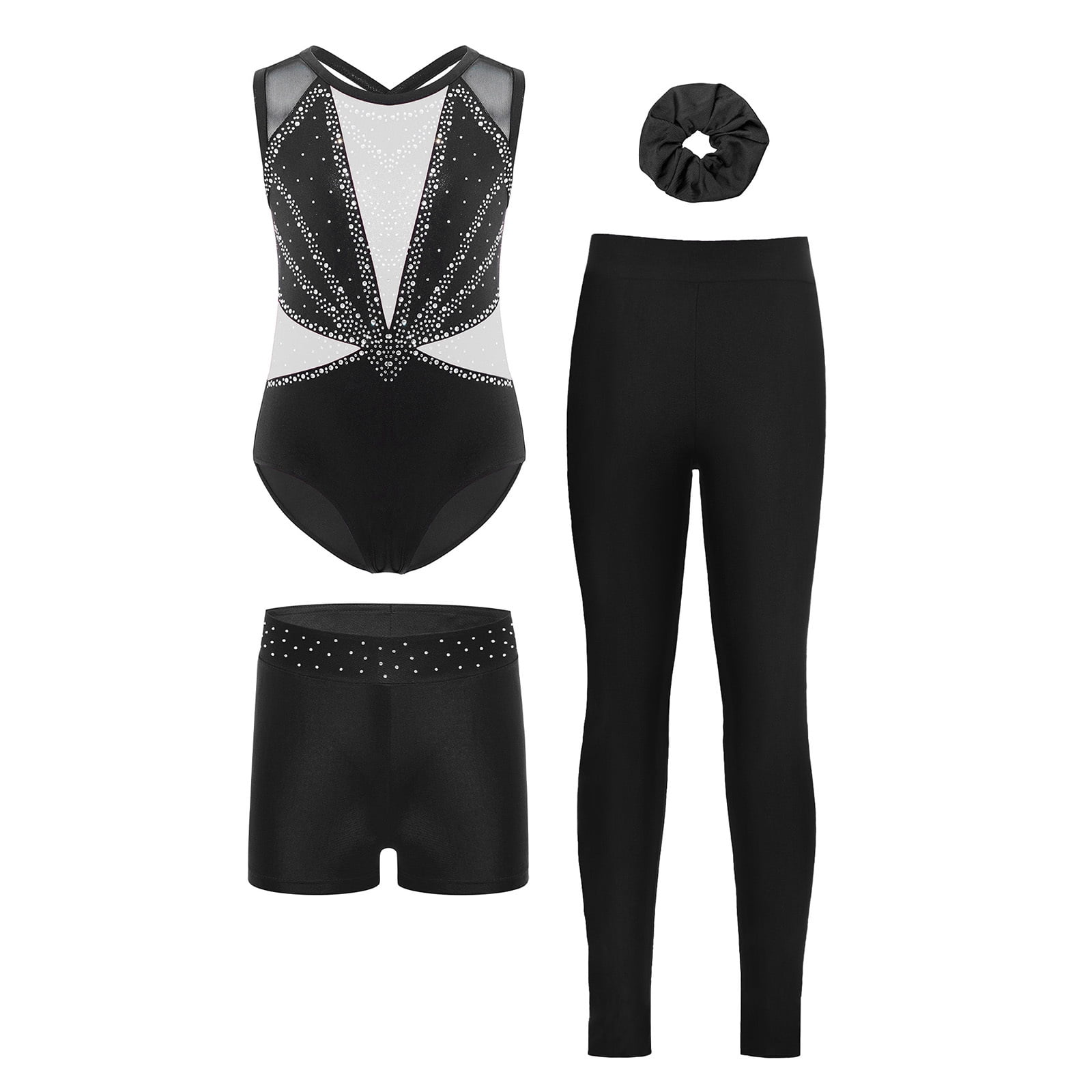 SiiRoh Girls Gymnastics Dance Leotard with Leggings Shorts Training ...
