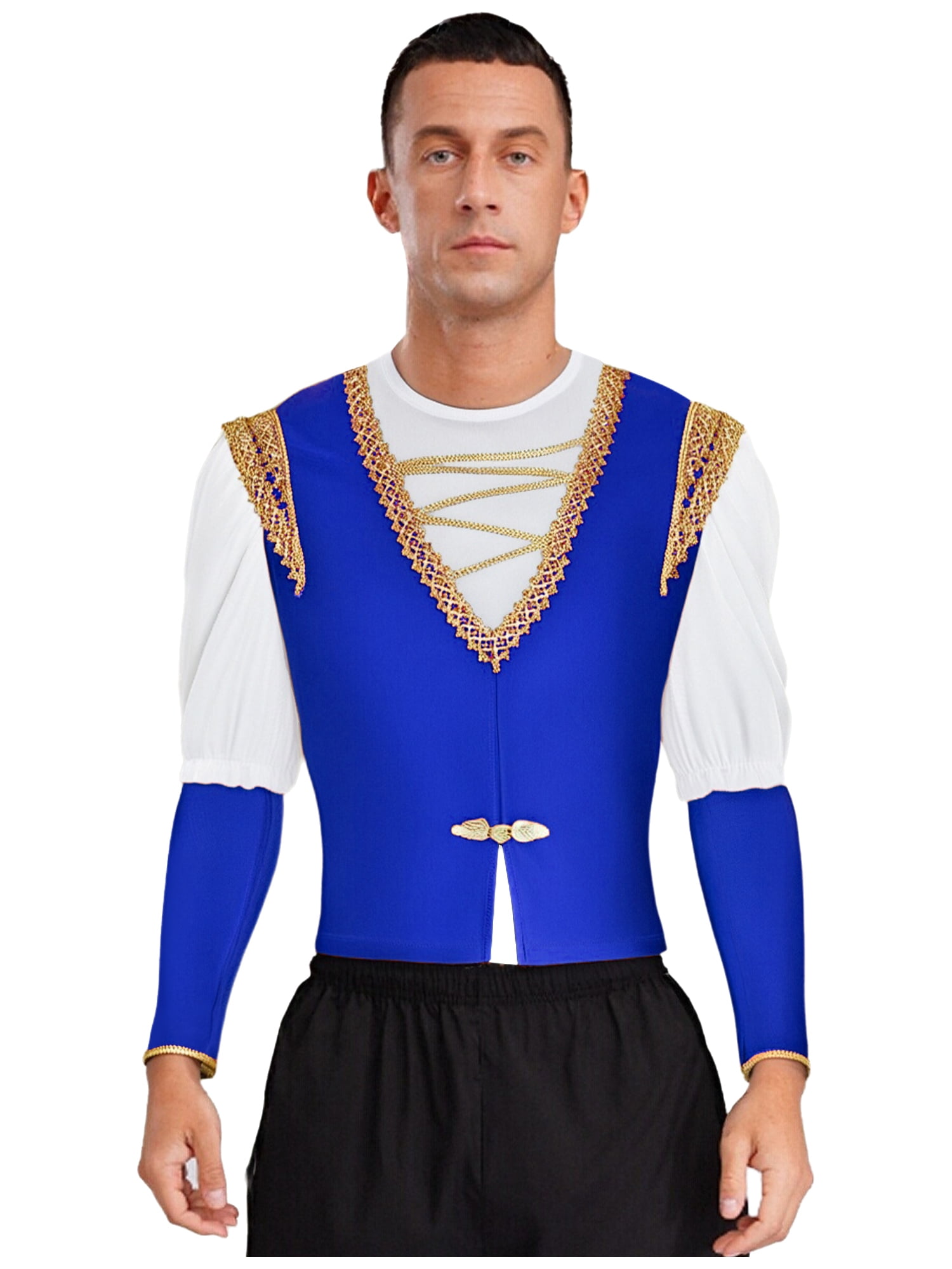 SiiRoh Men Ballet Tops 2-Piece Set Long Sleeve Dance Coat Rave Festival ...