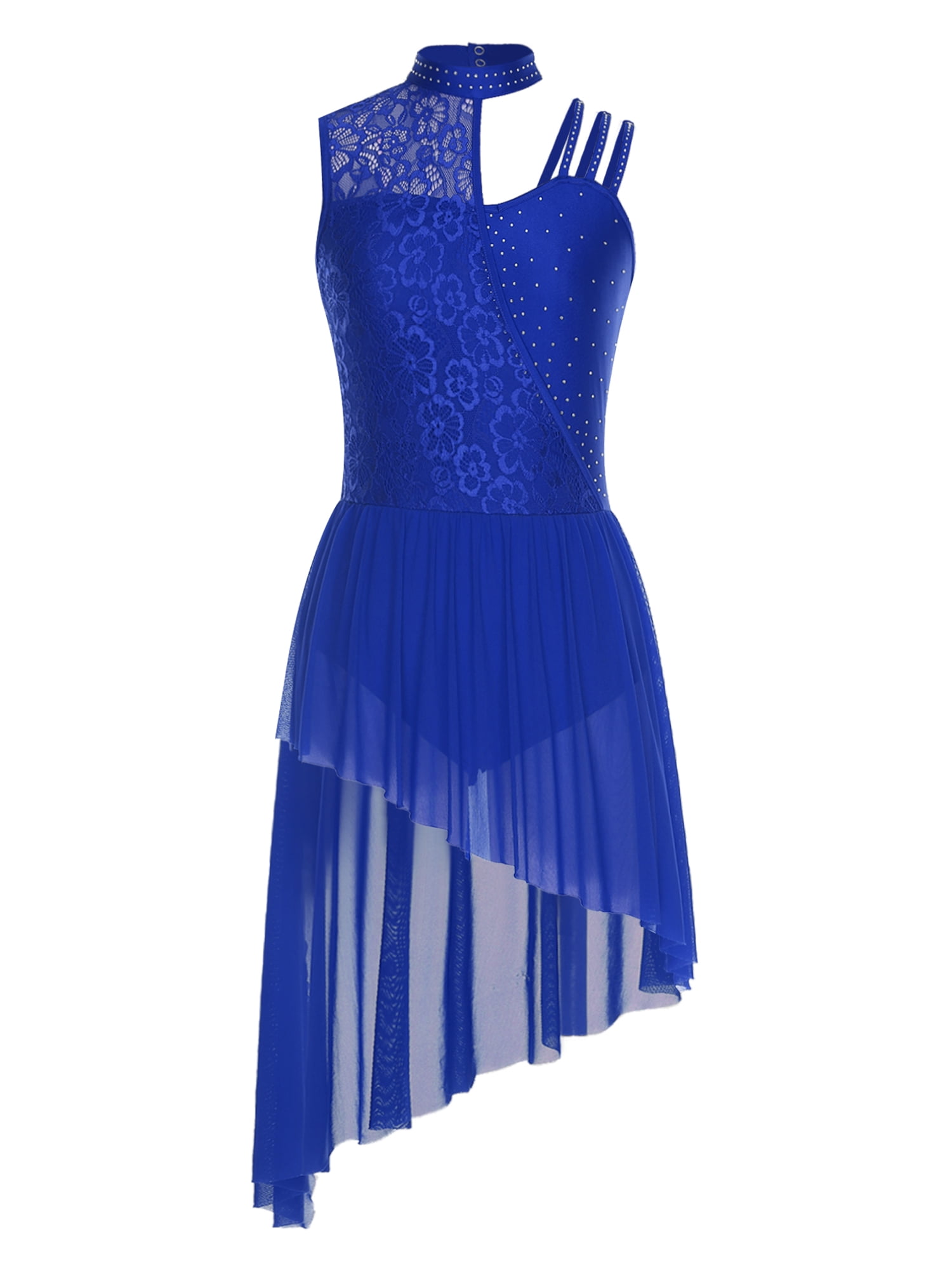 SiiRoh Women's Lyrical Dance Dress Sleeveless Asymmetrical Flowy Tulle ...
