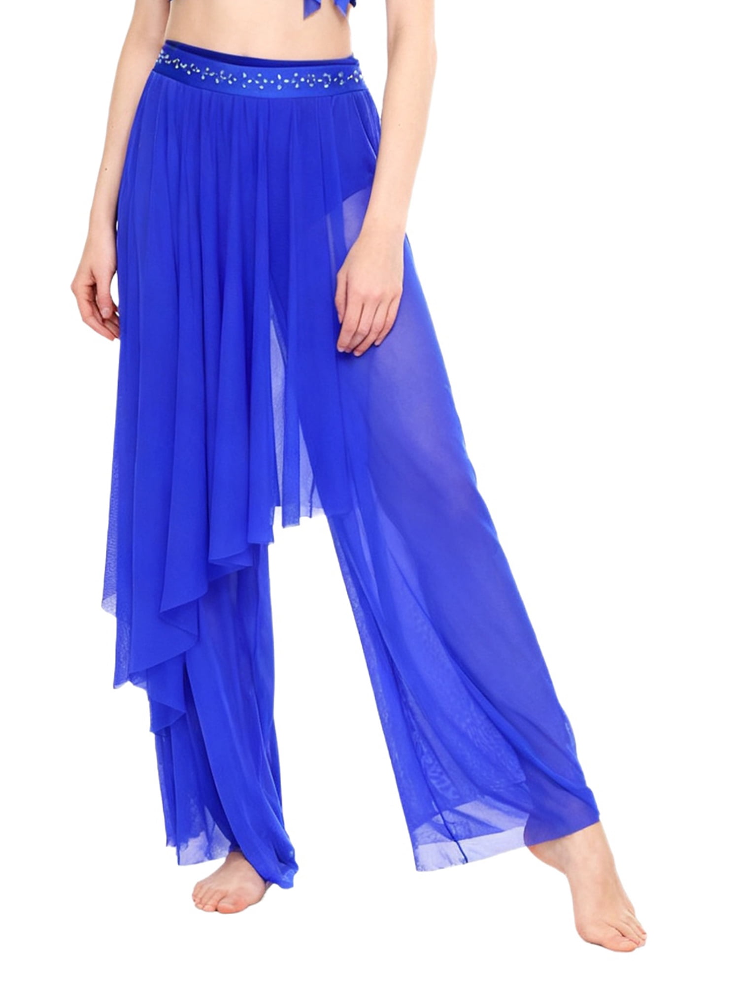 SiiRoh Women's Mesh Lyrical Dance Pants Flowy Wide Leg Trousers Modern ...