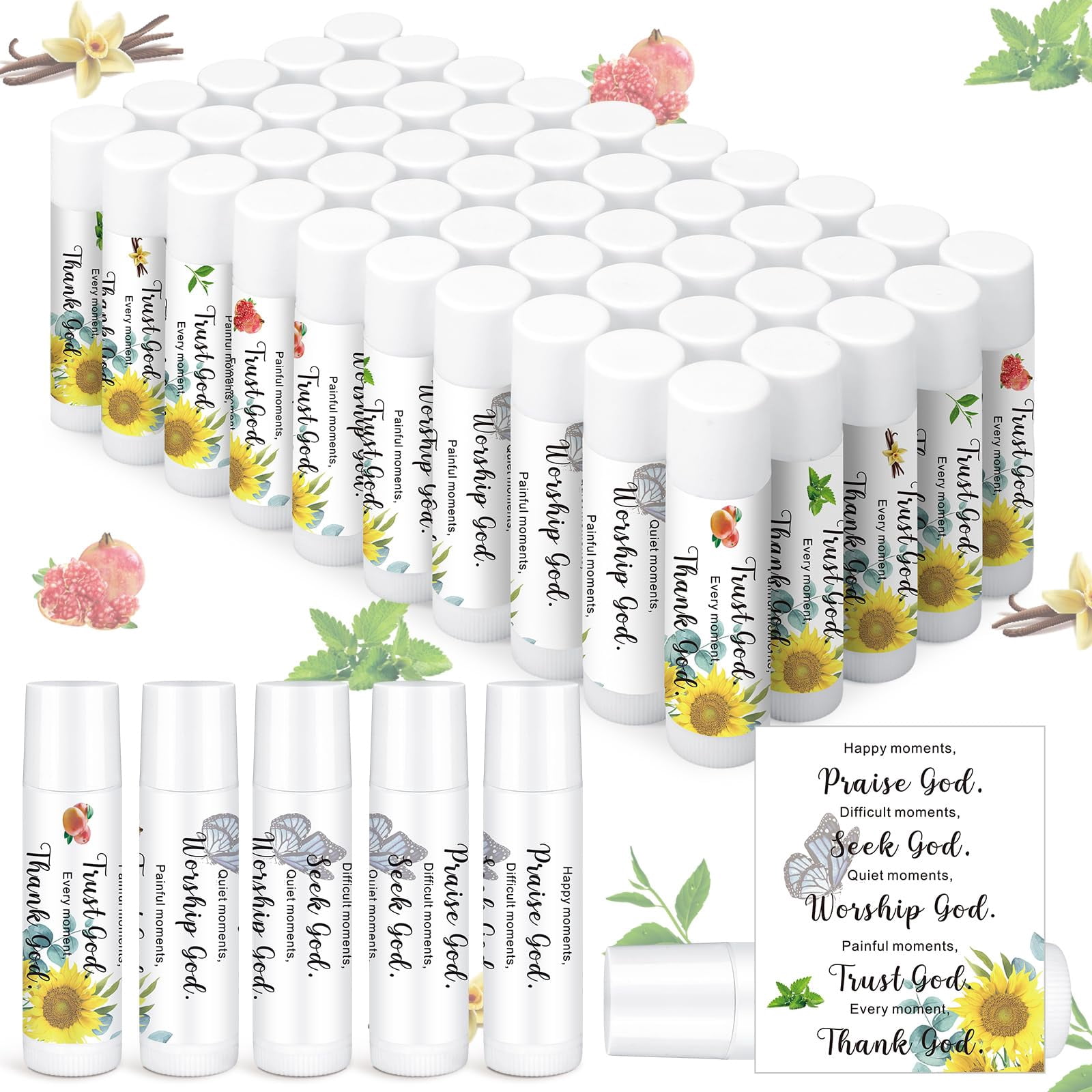 Siifert 50 Pcs Bible Verse Lip Balm Bulk Christian Gift for Women Faith ...