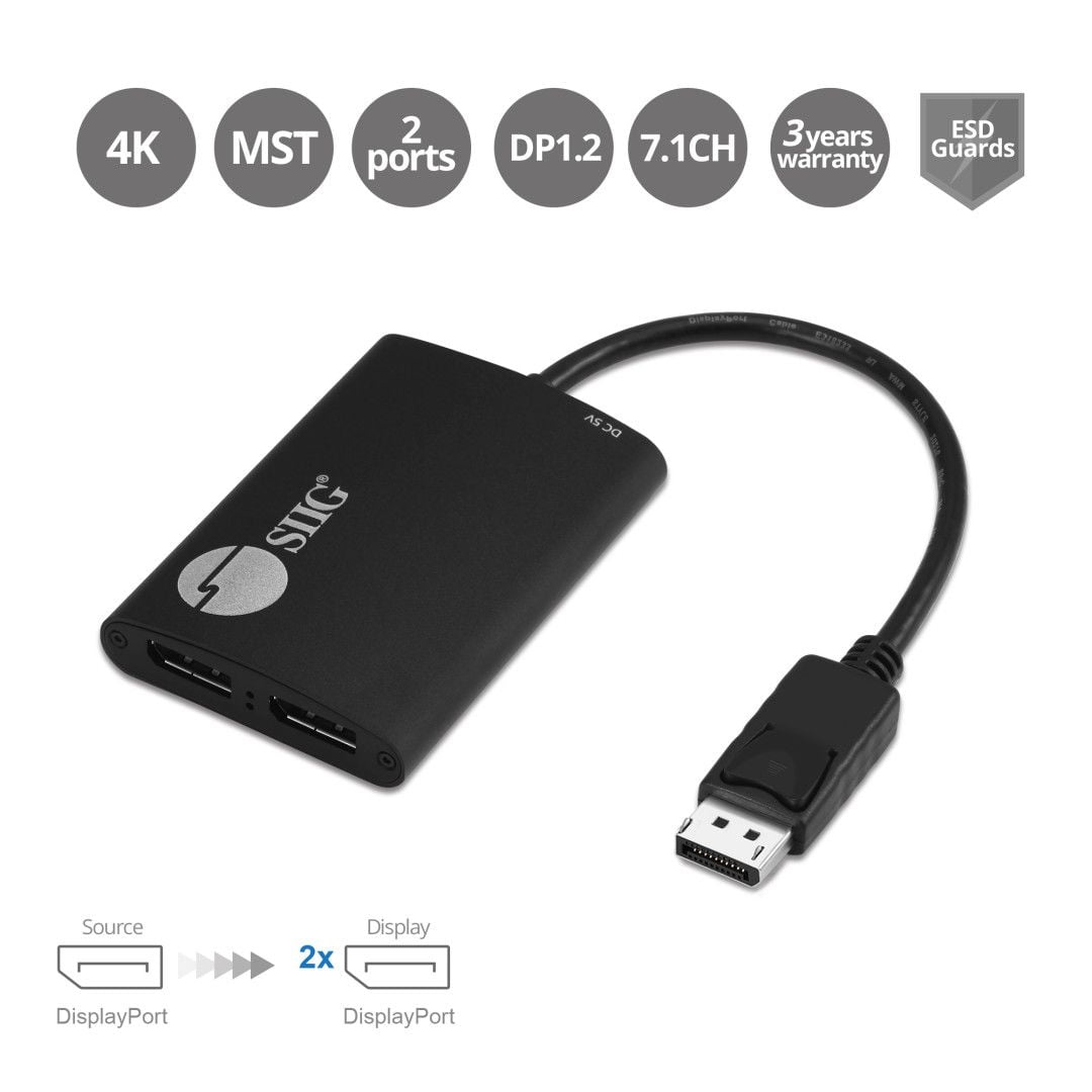 1x2 DP 1.2 to DisplayPort MST Splitter - Walmart Business Supplies