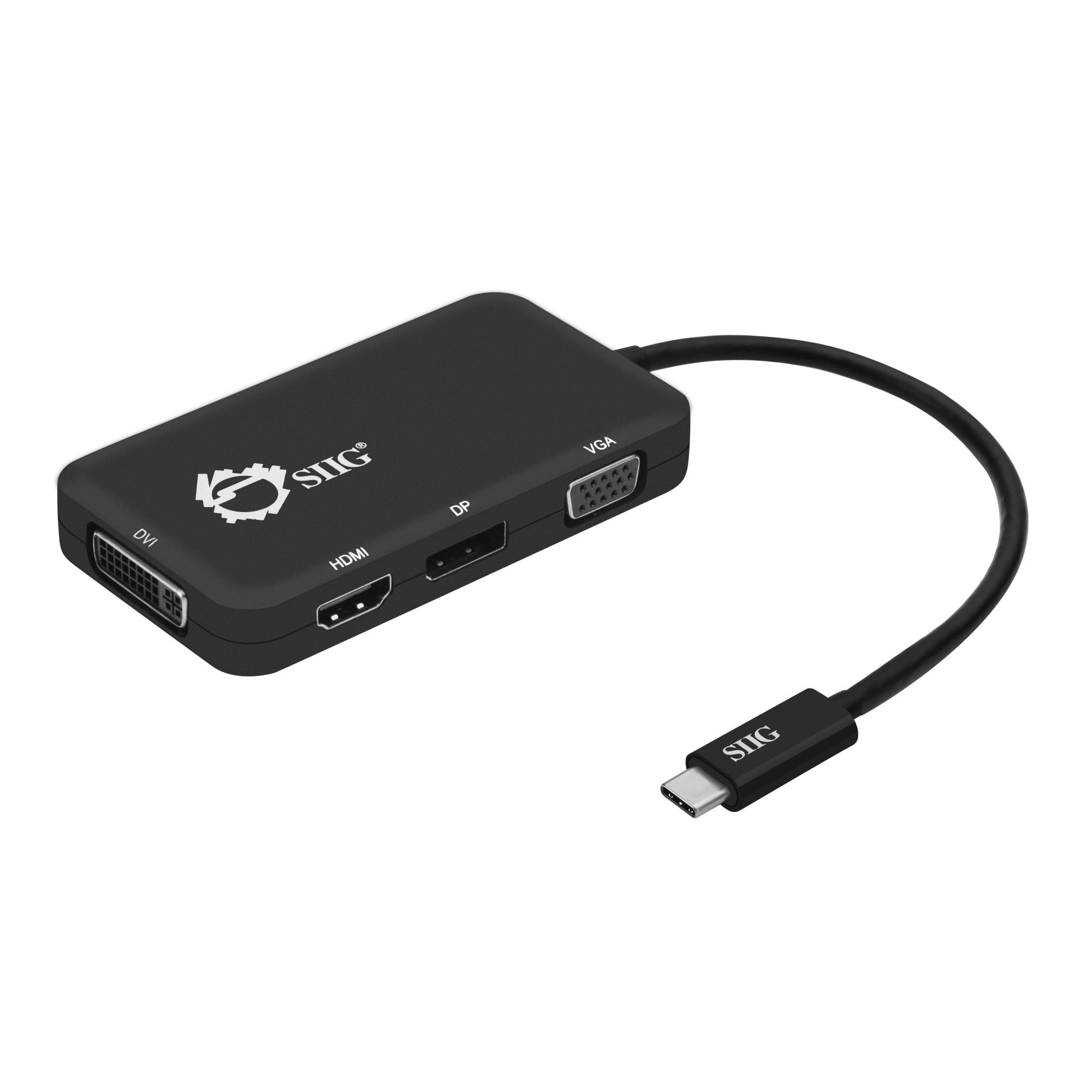 SIIG CBTC0611S1 USB-C to 4-in-1 Multiport Video Adapter - DVI/VGA/DP ...