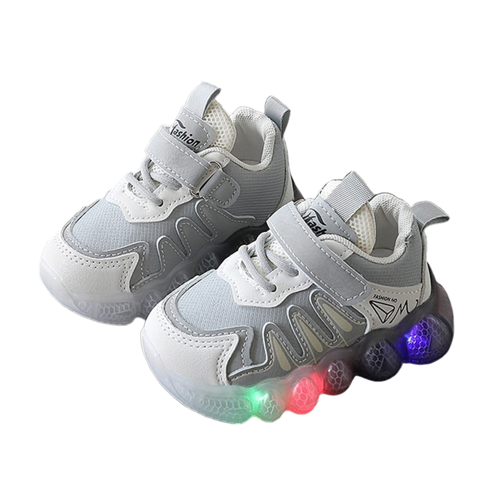 Siilsaa Boys Girls Sneakers Little Girl Big Girl Light Up Sneakers Grey ...
