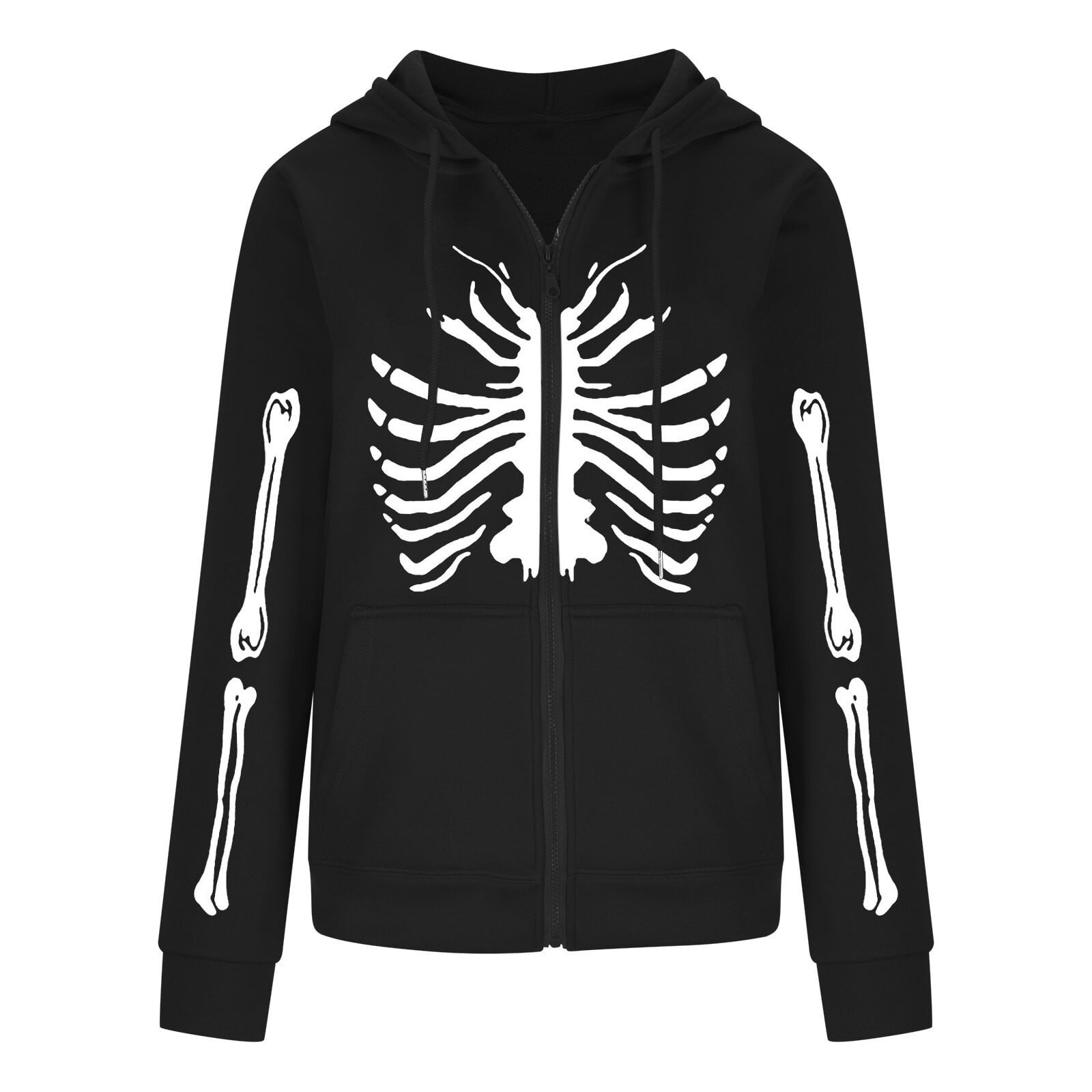 Siilsaa Halloween Mens Zip Up Hoodie Skeleton Graphic Print Oversized ...
