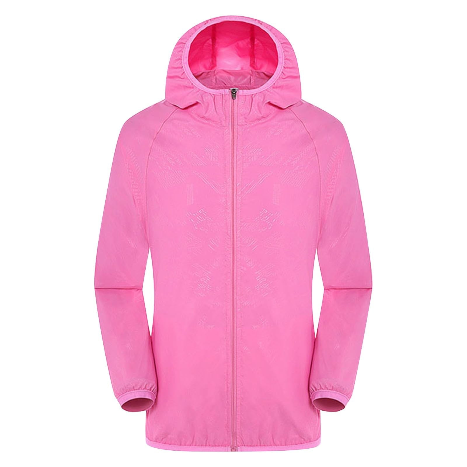 Siilsaa Light Jackets for Women Women's Full Zip Texture Jacket Pink,L ...