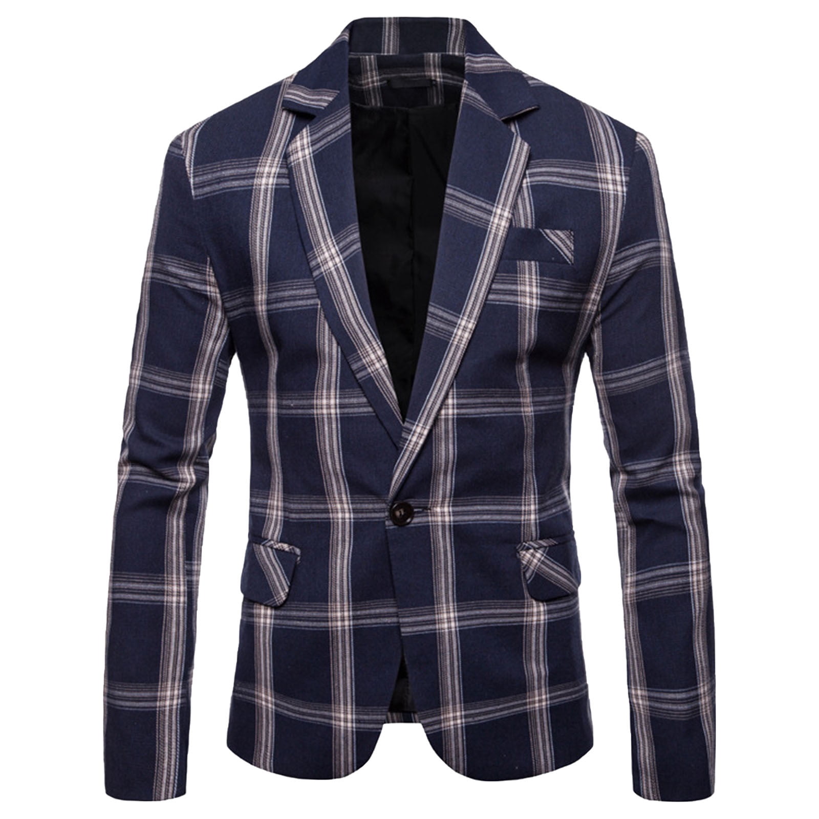 Siilsaa Mens Plaid Blazer Sports Coat Casual Slim Fit Checkered Blazer ...