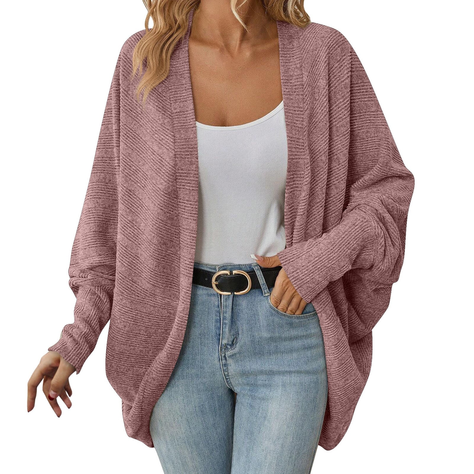 Siilsaa Plus Size Women Cardigan 2024 Long Sleeve Cable Knit Cardigan ...