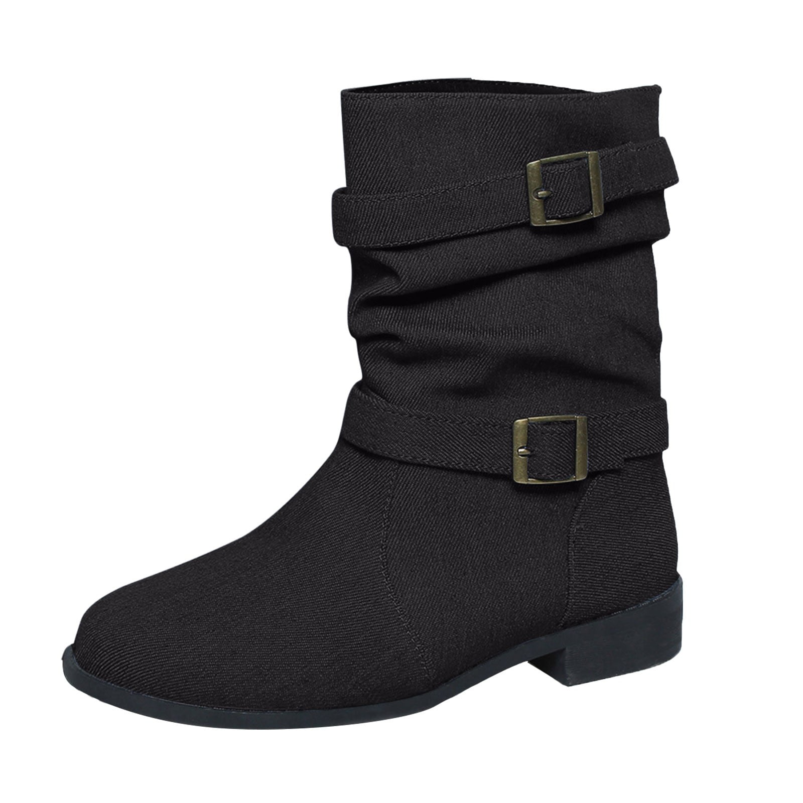Siilsaa Women's Tie Knot Chelsea Pump Ankle Boots Closed Toe Stacked ...