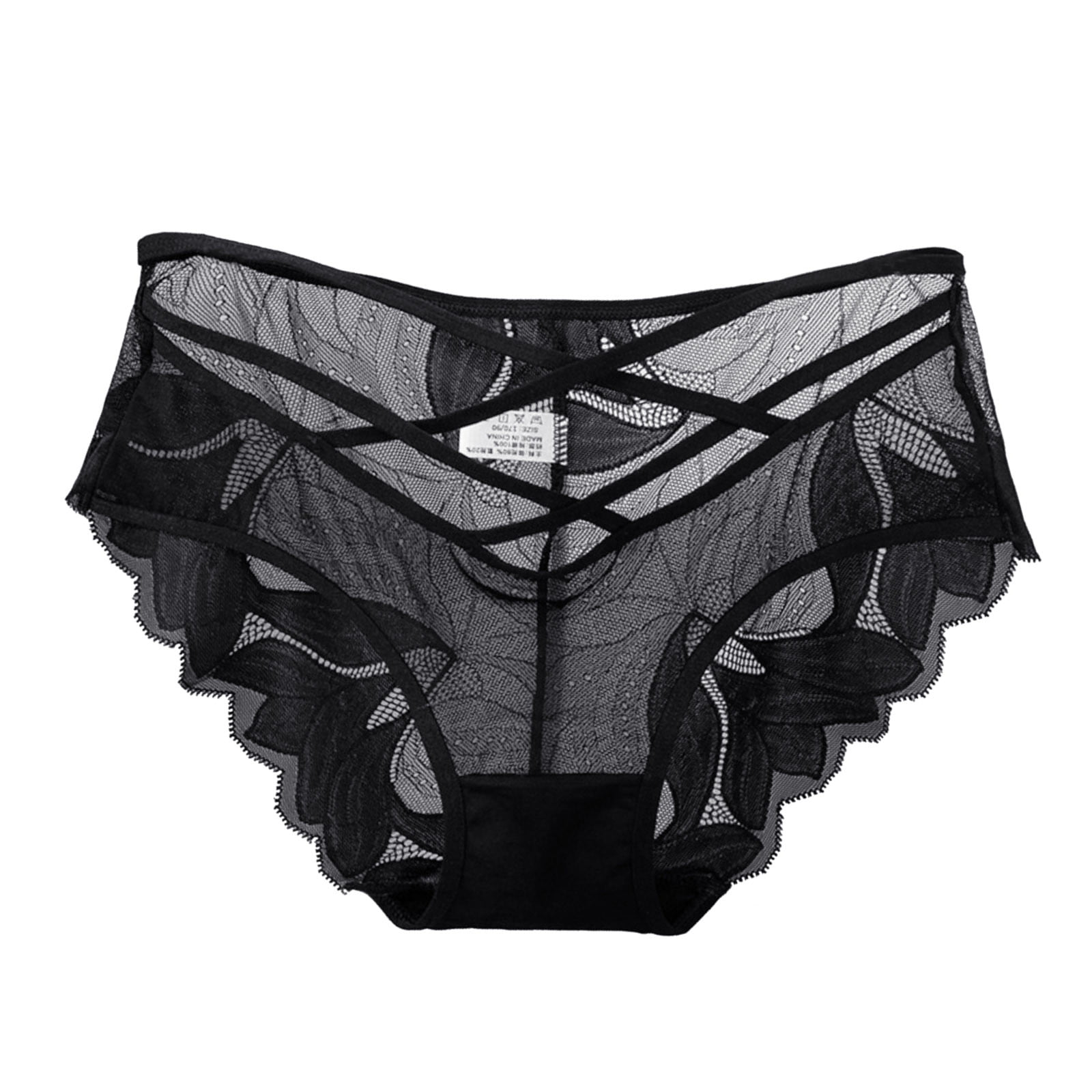 Siilsaa Womens Sexy Underwear Black Lace Panties High Waisted Plus Size ...