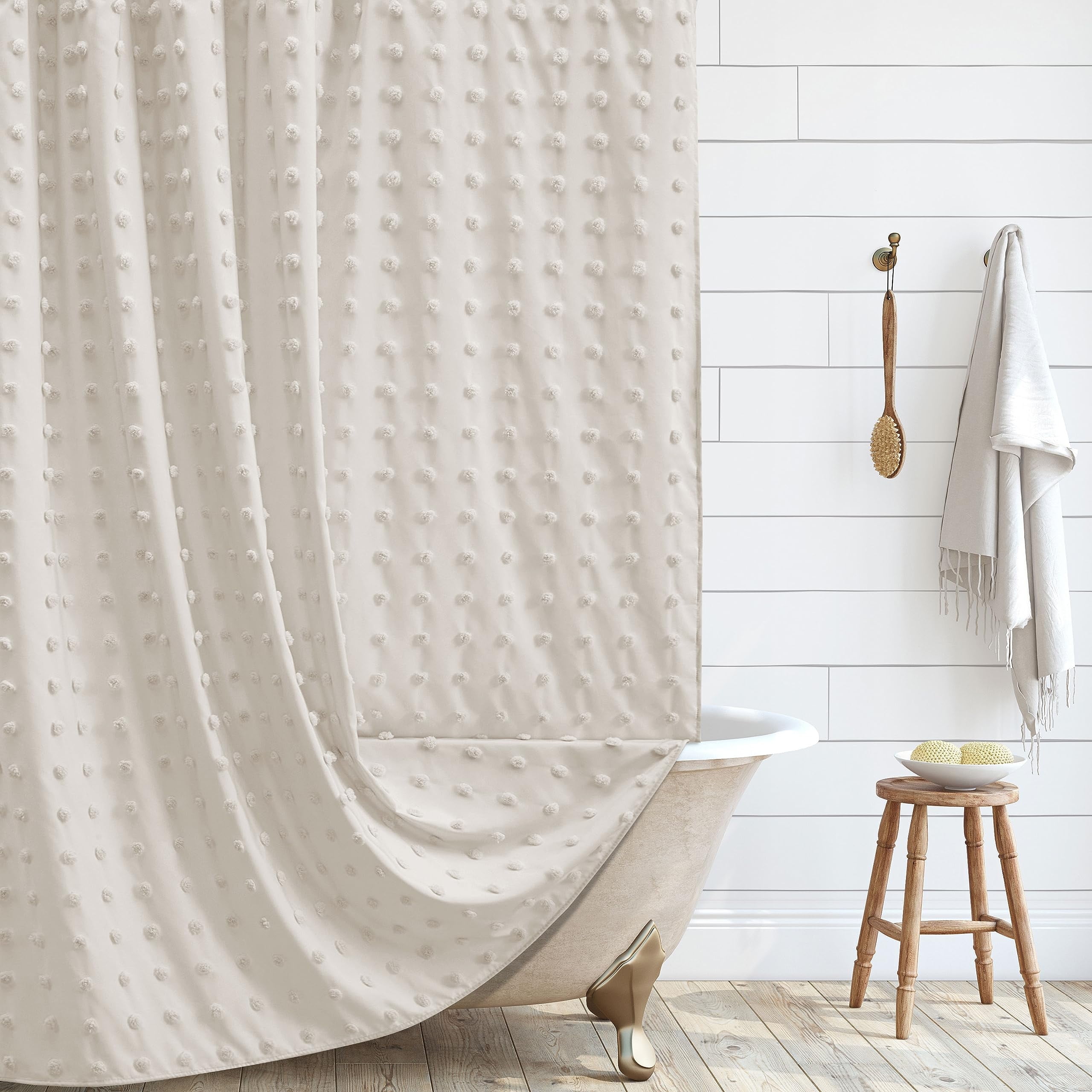 Farmhouse Shower Curtain Ruffle Linen Shower Curtain for Bathroom 72 ...