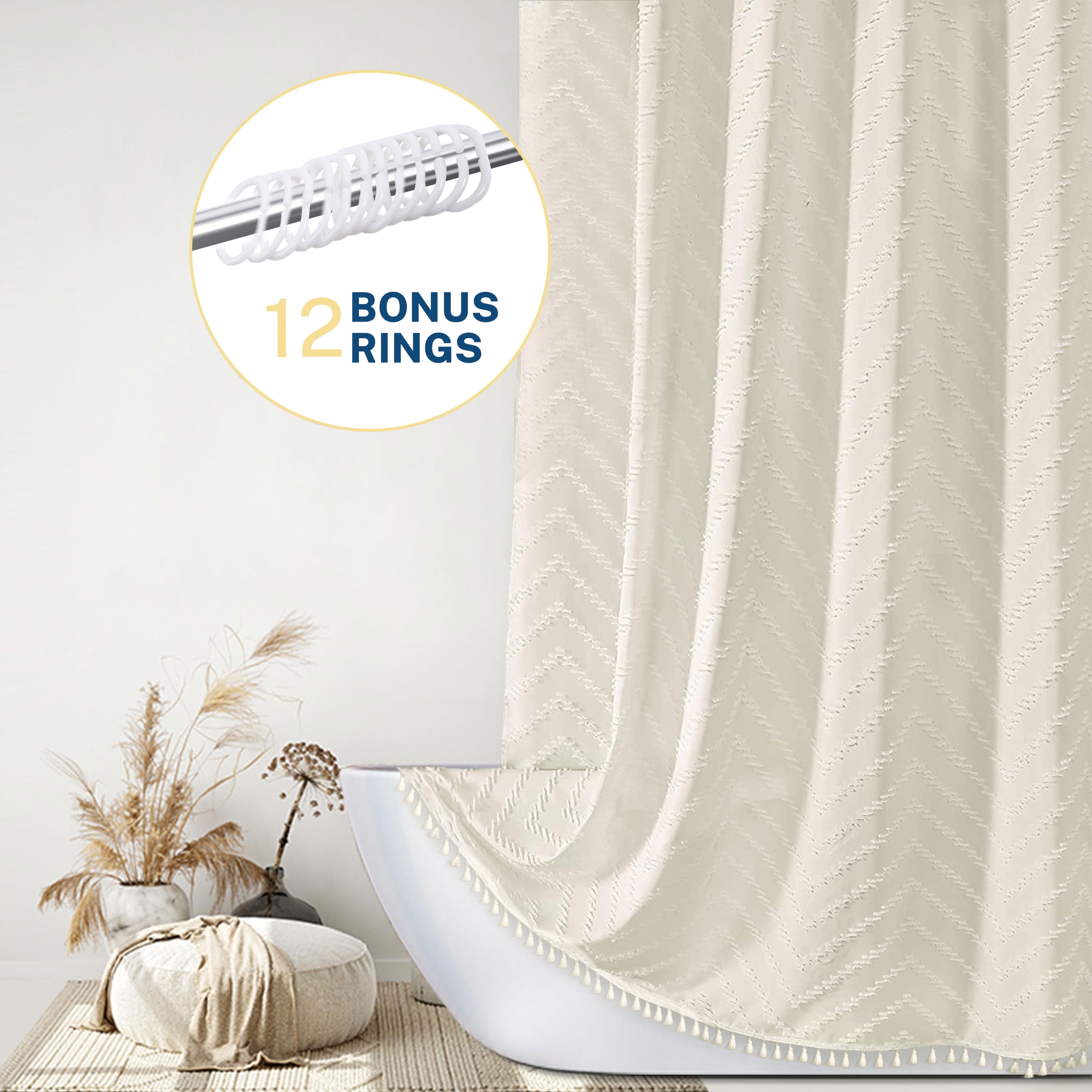 Siiluminisoy Cream Shower Curtains,Heavy-Duty Mold/Mildew-Resistant ...