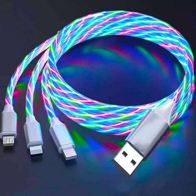 Siisll Versatile 3 in 1 Fast Charging Cable, LED Light Up, Universal ...
