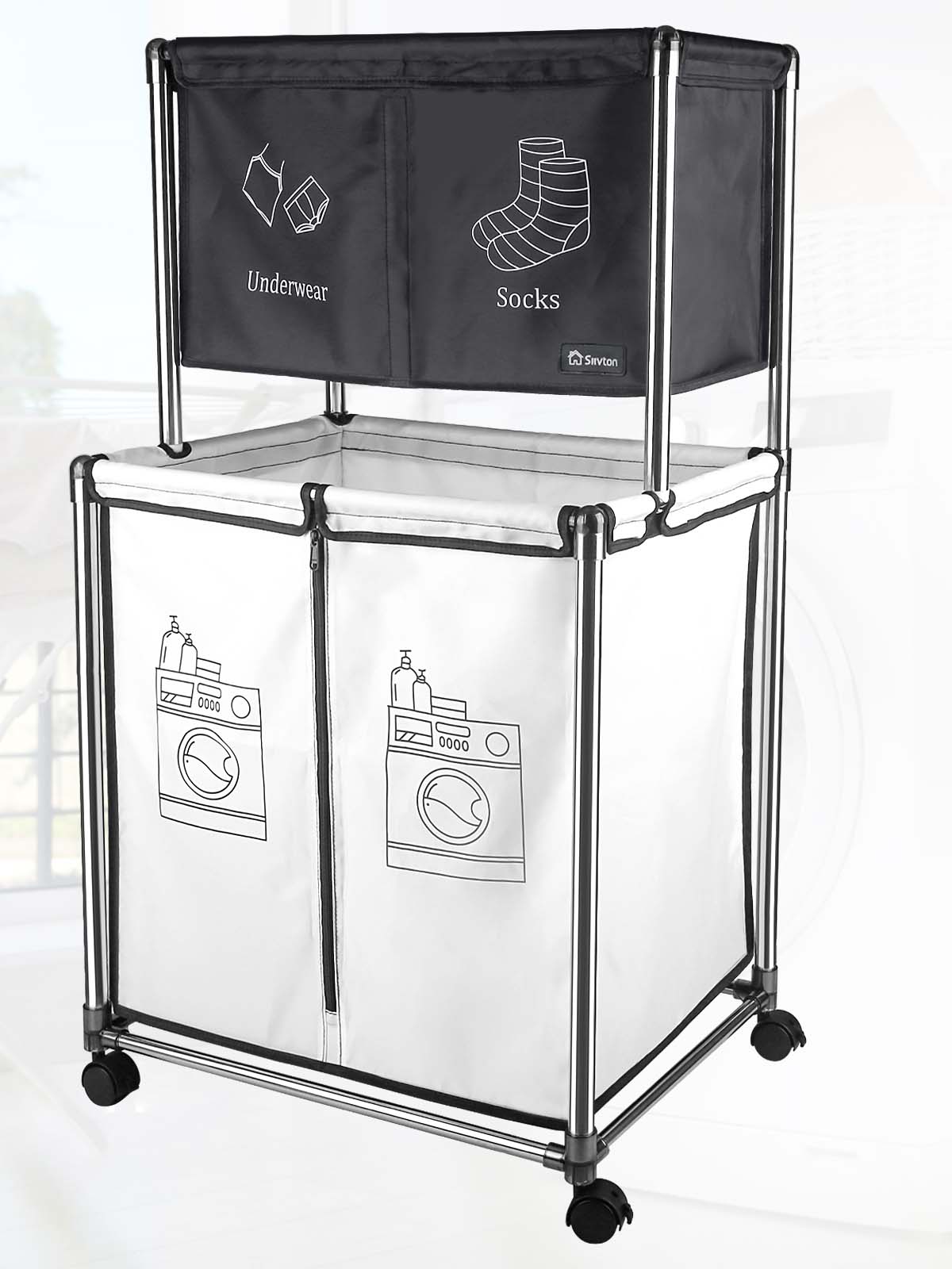 17"×13"×43" 3-Tier Laundry Hamper Basket Sorter with Wheels Small ...