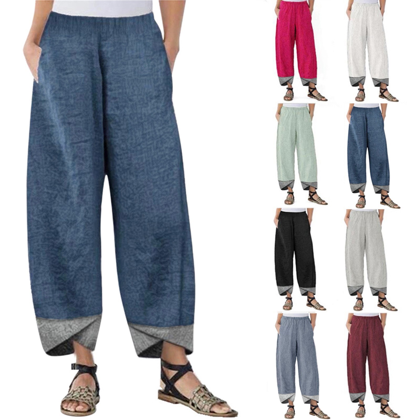 Sijiajgjfu Capris Pants for Women Plus Size Summer 2025 Cotton Linen ...