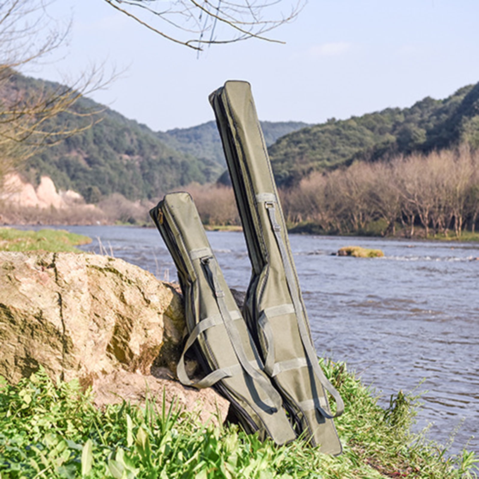 Sijiali 1/1.5M Folding Fishing Rod Bag Zipped Fish Pole Tool Storage ...