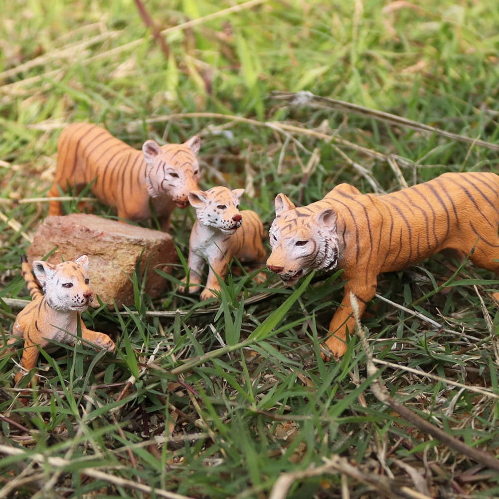 Sijiali 1/4Pcs Kids Cute Simulated Solid Tiger Model Action Figure Toy ...