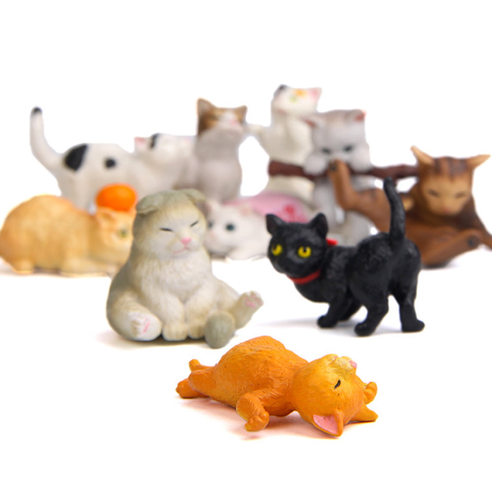Sijiali 10Pcs Mini Cute Cartoon Cat Kitten Model Toys Ornaments ...
