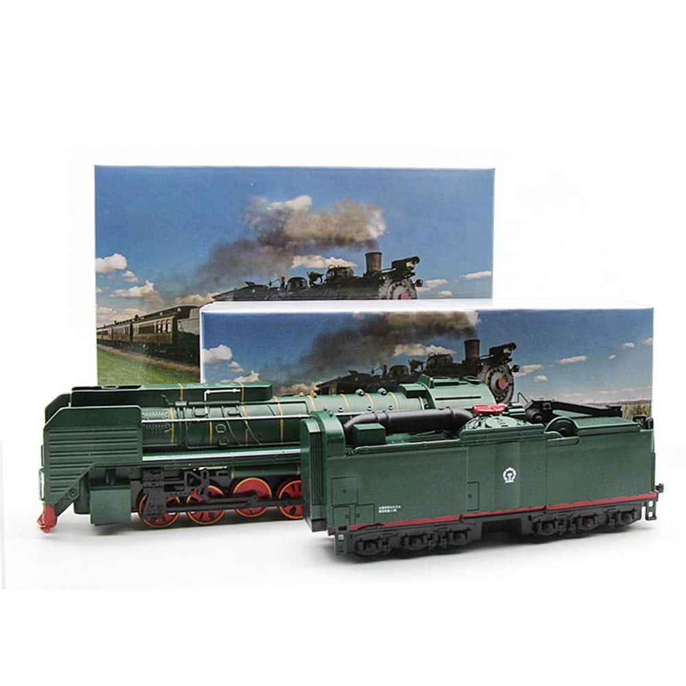 Sijiali 2Pcs 1/87 Retro Steam Train Locomotive Carriage Pull Back Music ...