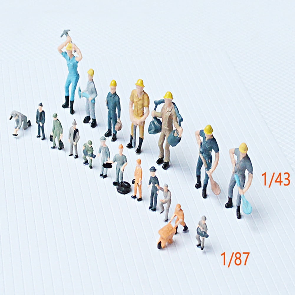 Sijiali 5Pcs 1/43 1/87 Mini Construction Worker Figure Train Model DIY ...