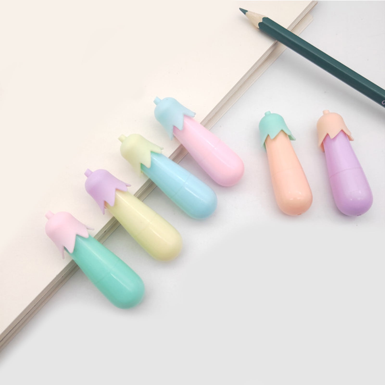 Sijiali 6 Colors Eggplant Highlighter Marker Pens Stationery Office ...