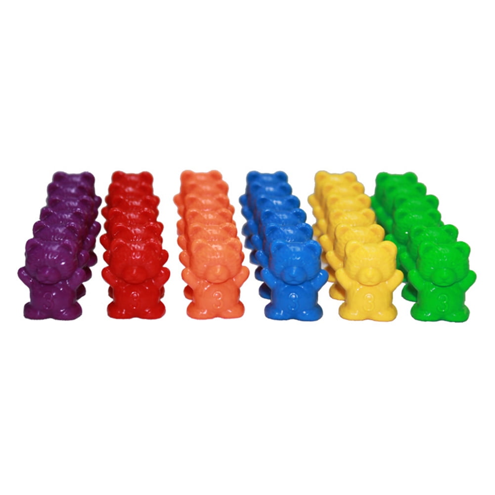 Sijiali 60Pcs Colorful Bear Shape Counters Toy Counting Numbers ...