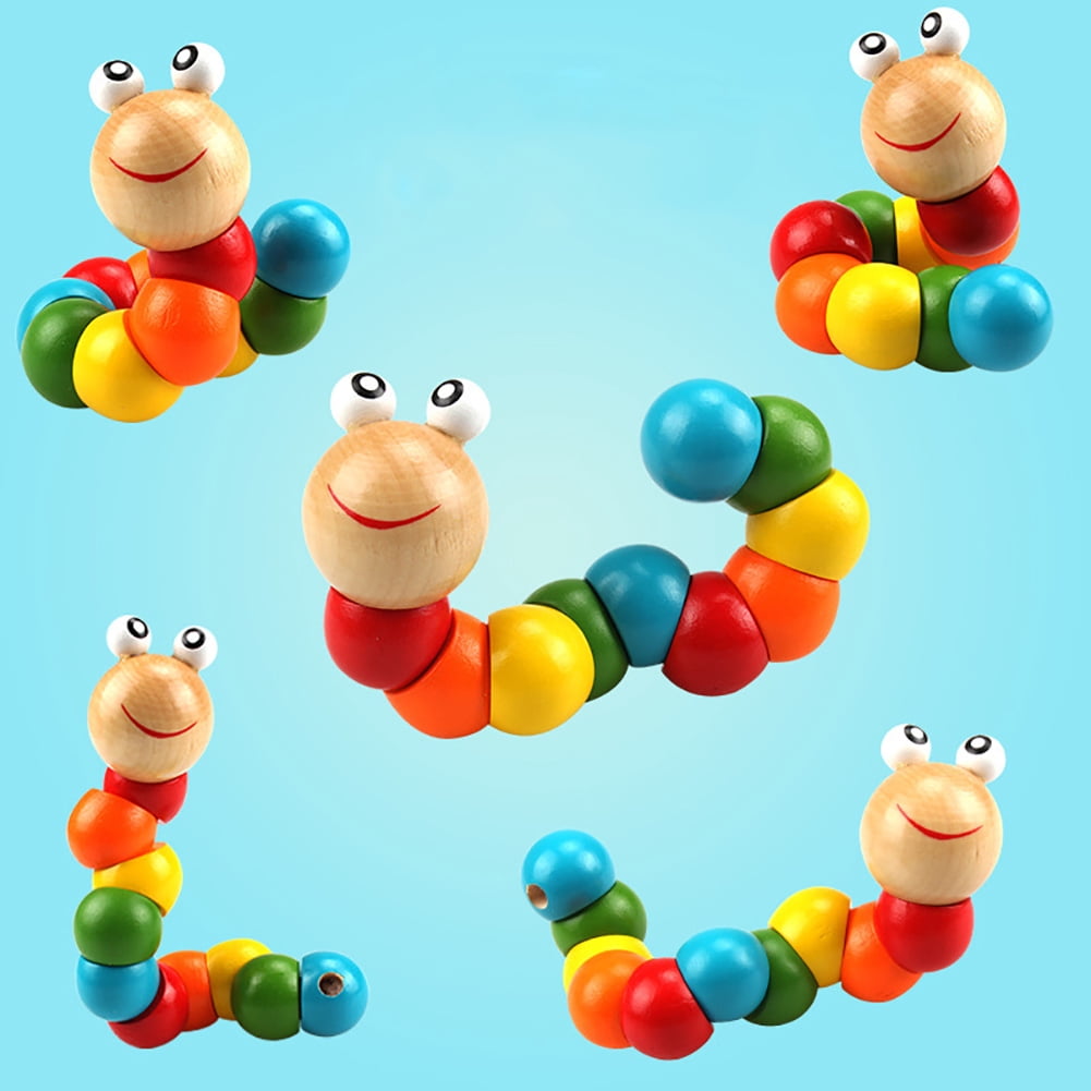 Sijiali Colorful Wooden Worm Puzzle Kids Early Learning Educational Toy ...