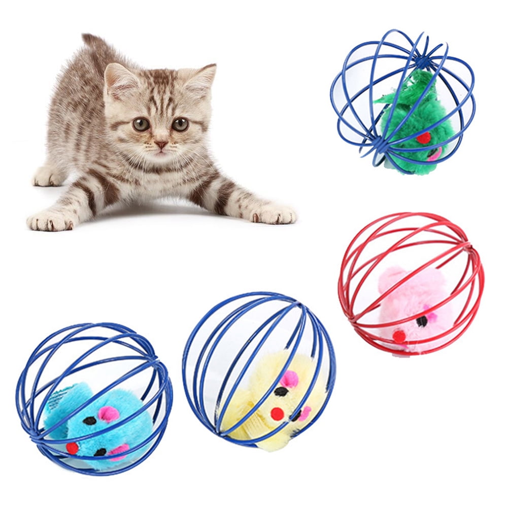 Sijiali Funny Pet Cat Kitten Fake Mouse Rat Mice Ball Cage Play ...