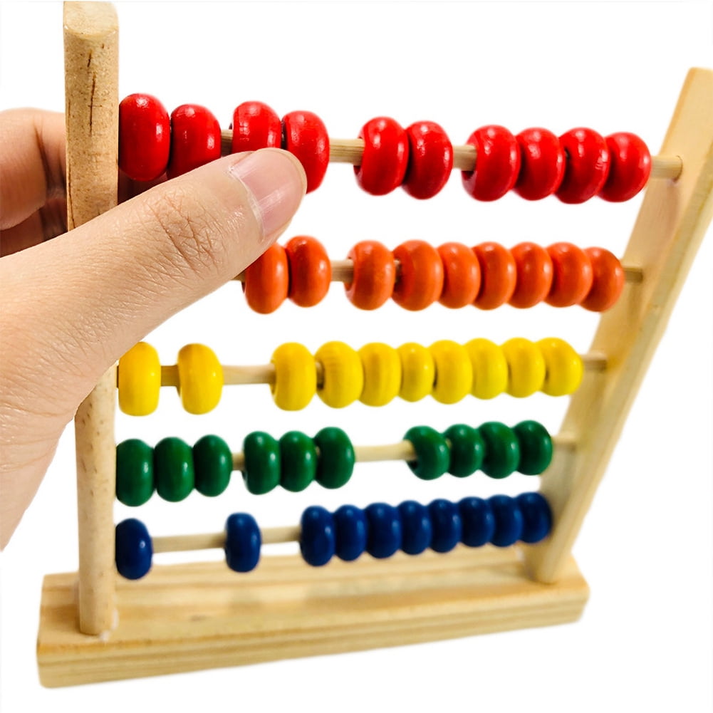 Sijiali Kids 5-Row Wooden Beads Abacus Count Frame Math Learning ...