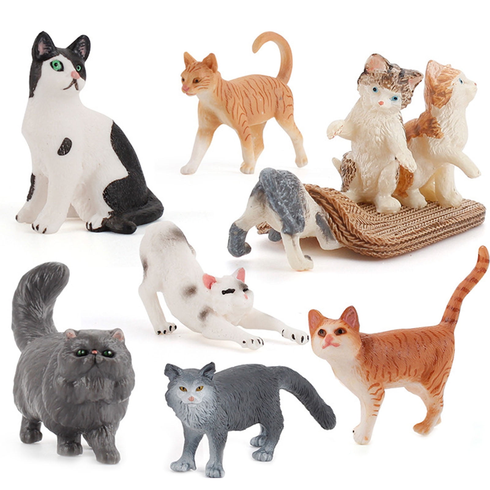 Sijiali Kitten Toy Mini Children Education PVC Simulation Cat Model ...