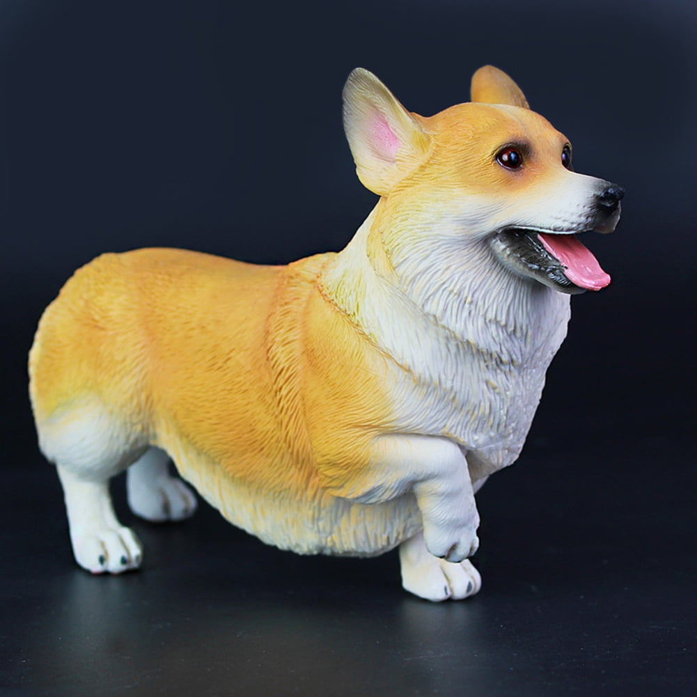Sijiali Lifelike Corgi Dog Animal Model PVC Solid Figurine Desktop ...