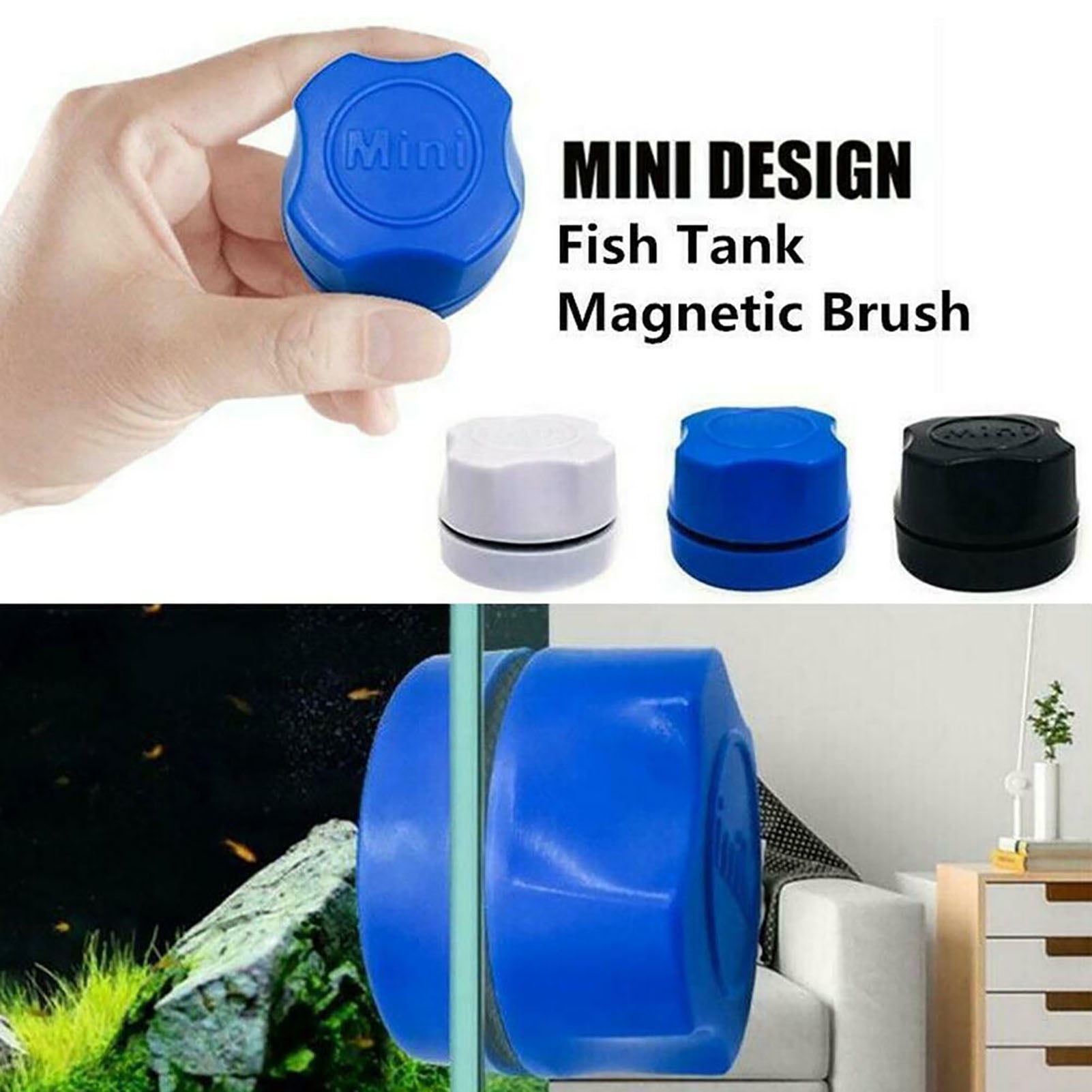 Sijiali Mini Fish Tank Magnetic Brush Glass Window Algae Cleaning ...