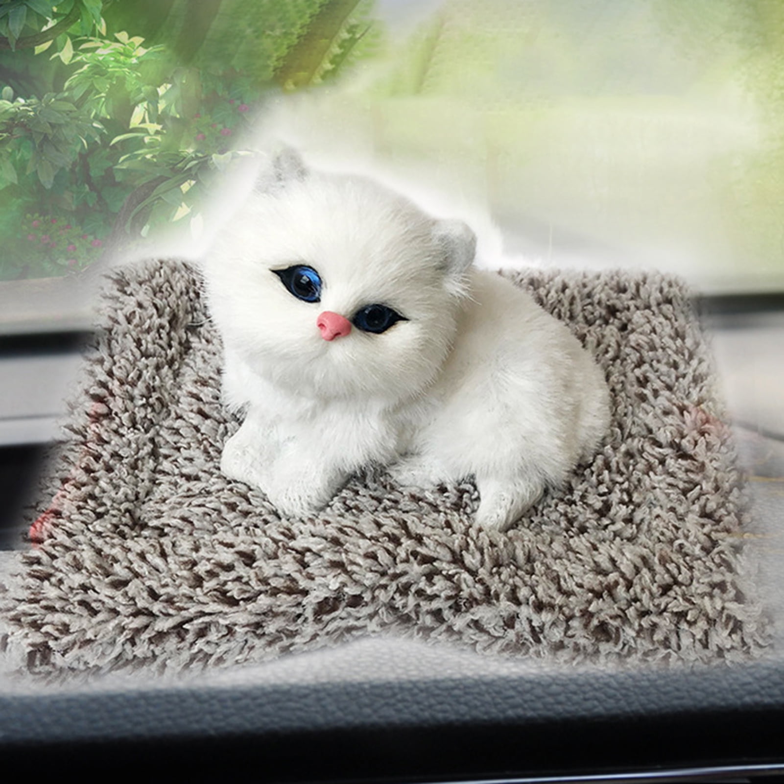 Sijiali Plush Simulation Cat Stuffed Toy Home Car Decor Embedded Bamboo ...