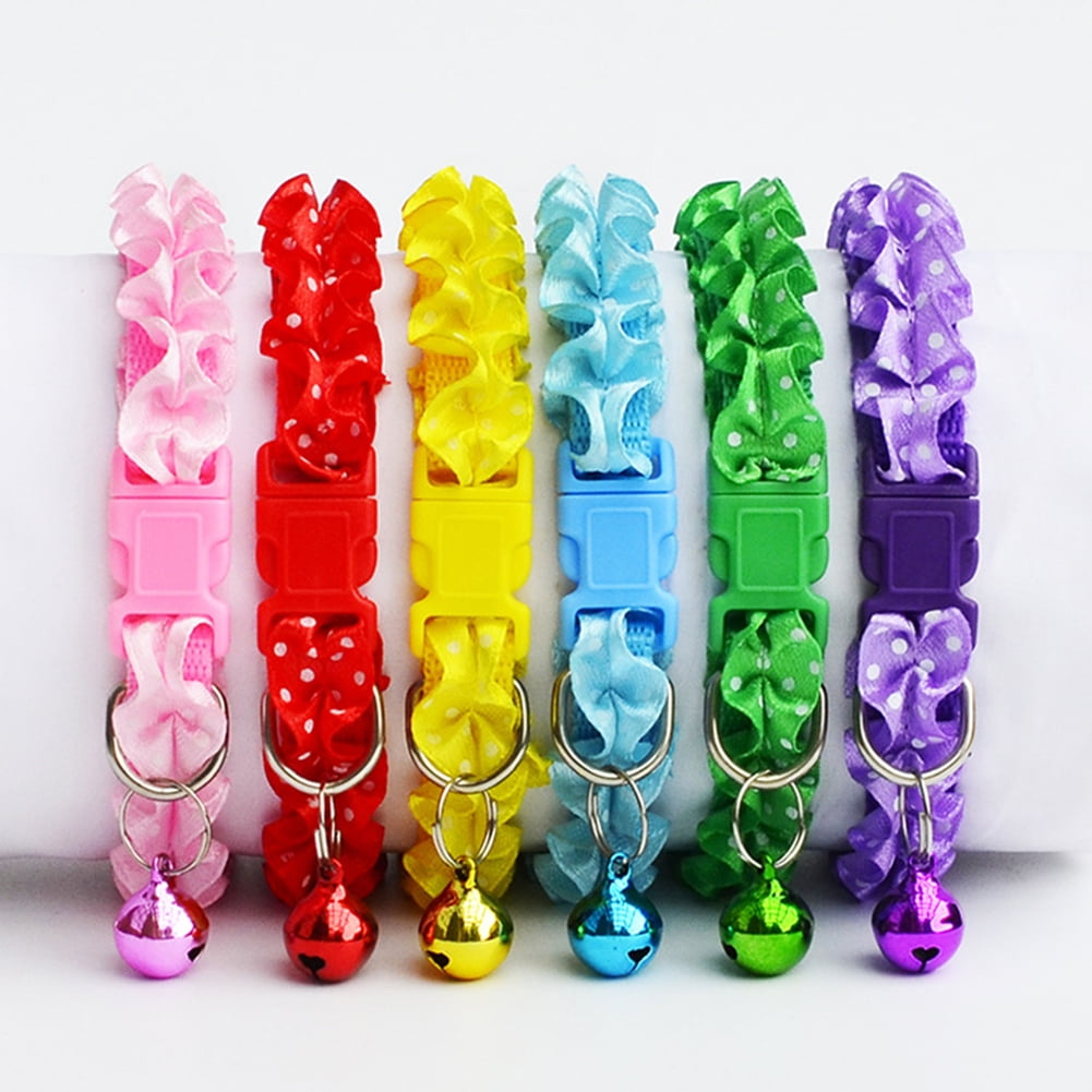 Sijiali Sweet Flower Design Dog Collars Puppy Necklace with Bell Charm ...