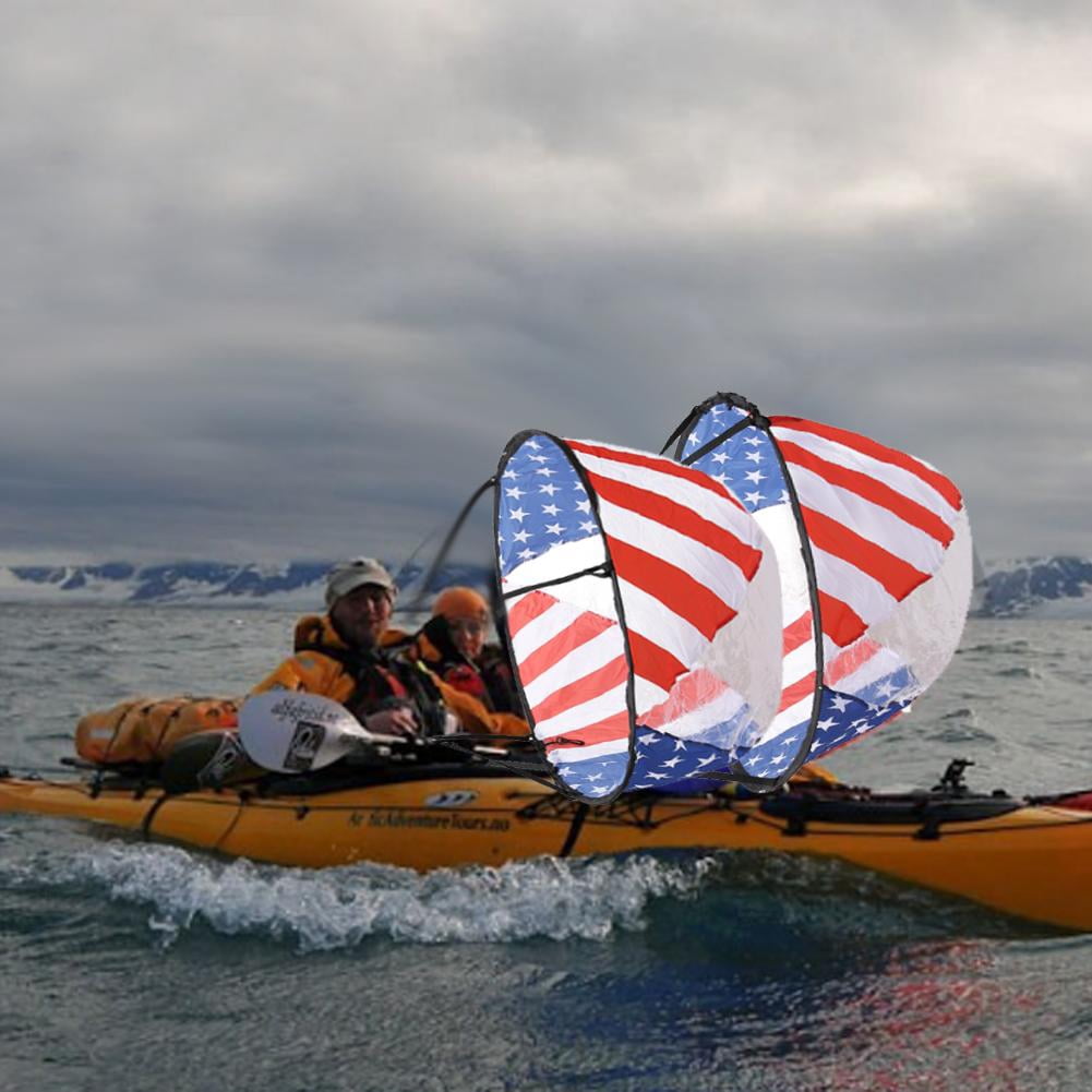 Sijiali US Flag Foldable Transparent Window Wind Sail for Kayak Canoe ...
