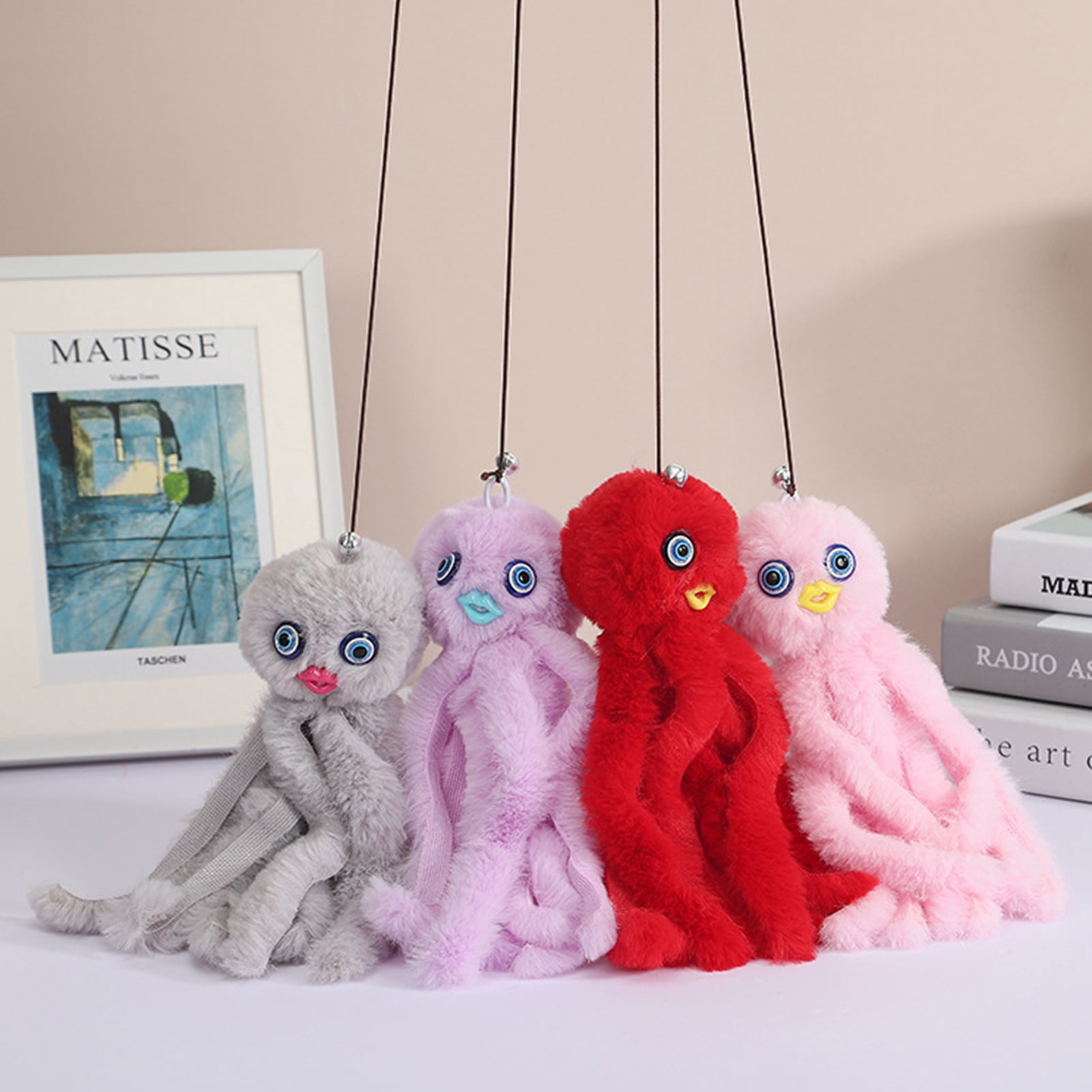 Sijiali Wooden Pole Plush Octopus Funny Kitten Stick Toy Biting Chewing ...