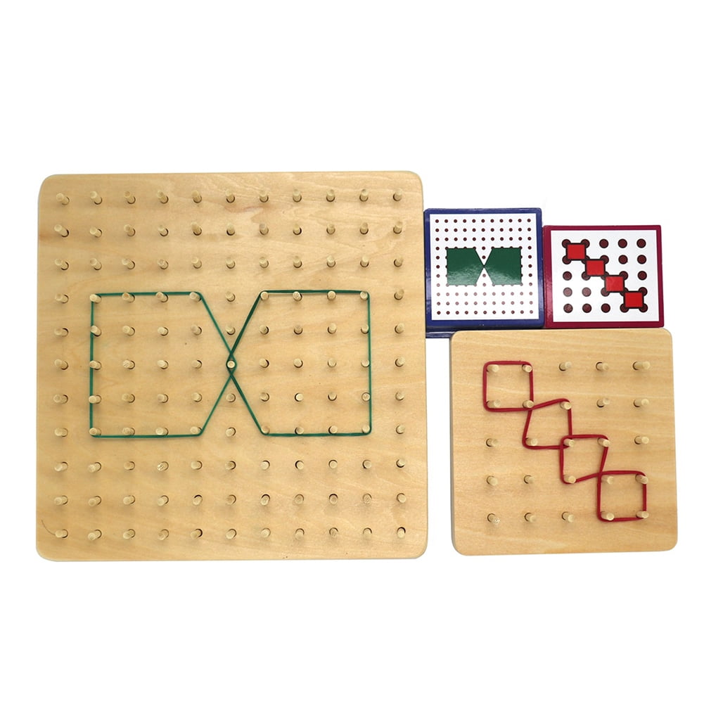 Sijiali Wooden Rubber Tie Nail Geoboard with Cards Geometry Learning ...