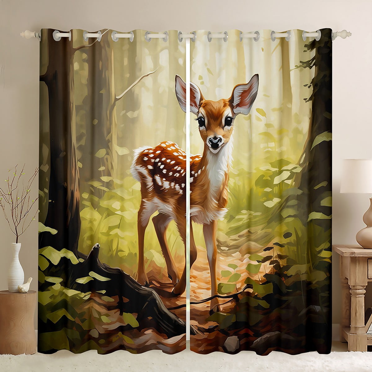 Sika Deer Curtains & Drapes Woodland Animals 30%-50% Blackout Curtains ...