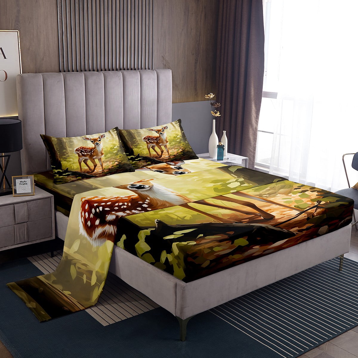 Sika Deer Sheets Woodland Animals Queen Bed Sheets Set for Boys Girls ...