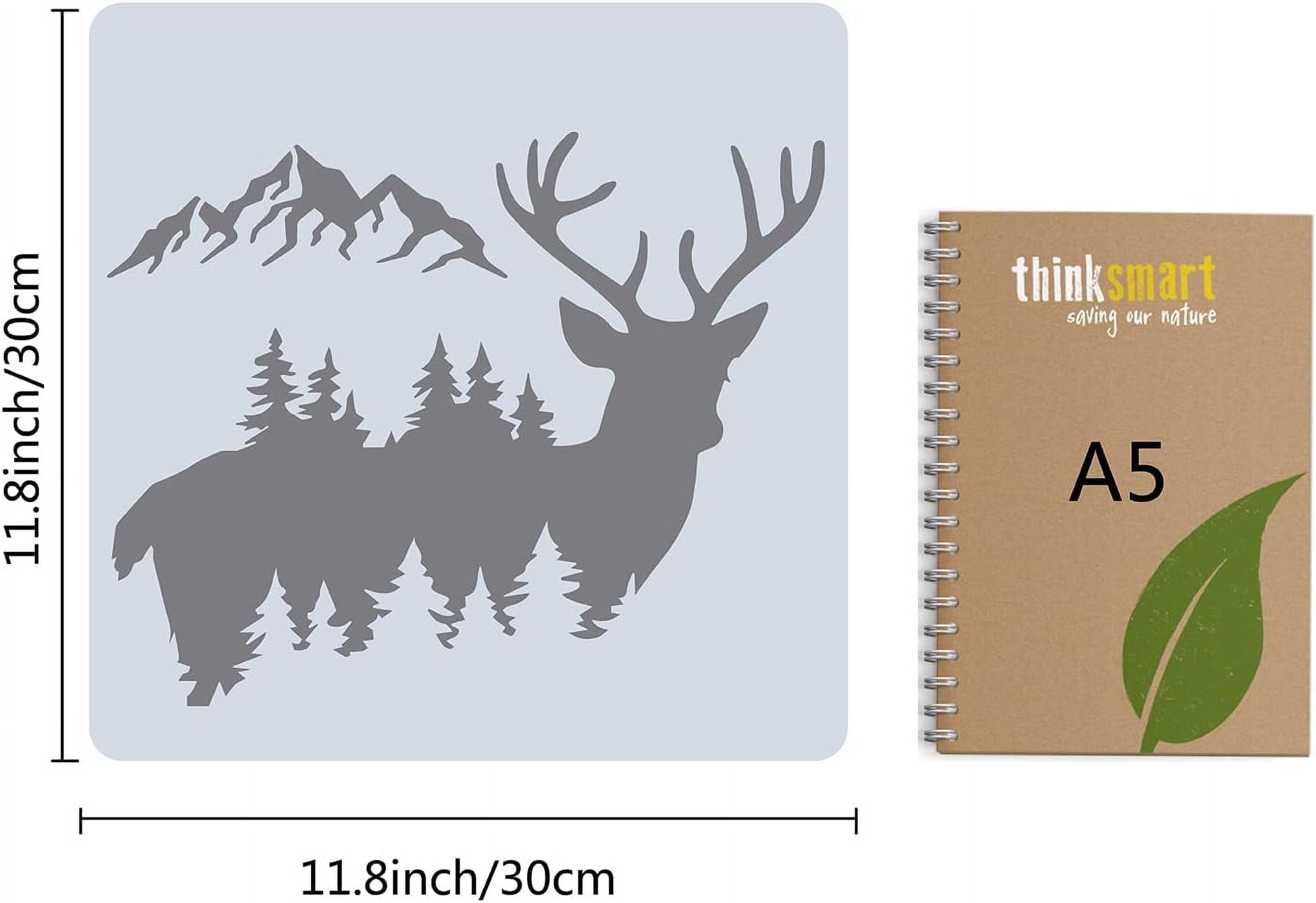 Sika Deer Stencil Template 11.8x11.8 Inch Elk Plastic Drawing Sign for ...
