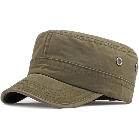 SikaFu Adjustable Men Cotton Trucker Hat Short Brim Flat Top Baseball ...