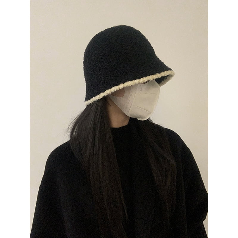 SikaFu Bald Girl Lamb Fisherman Hat Female Ear Protective Ear Bucket ...